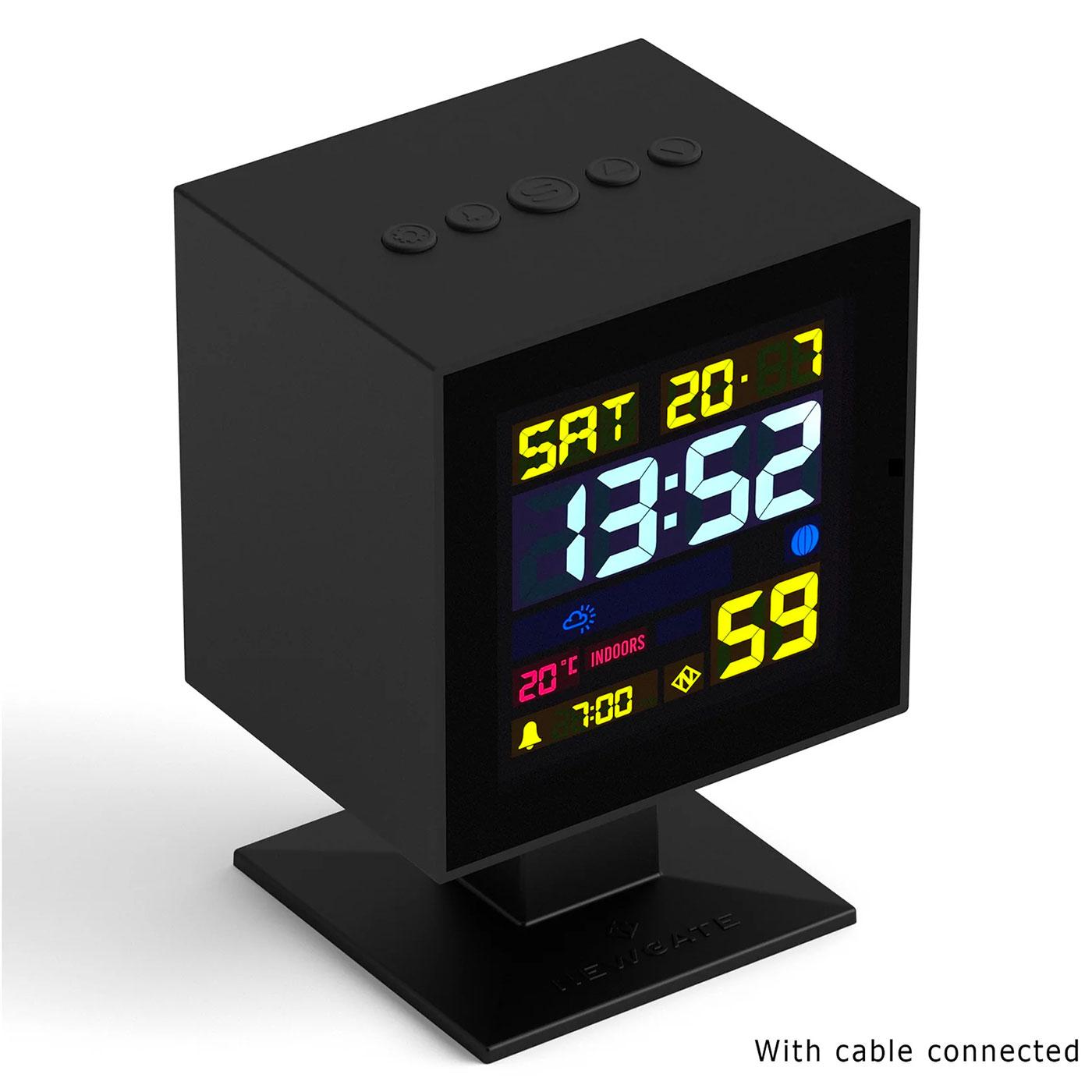 Newgate Clocks Monolith Retro Digital LCD Alarm Clock in Black