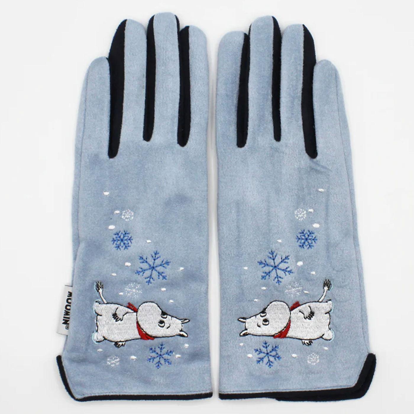 Moomin in The Snow Retro 70s Gloves in Sky Blue