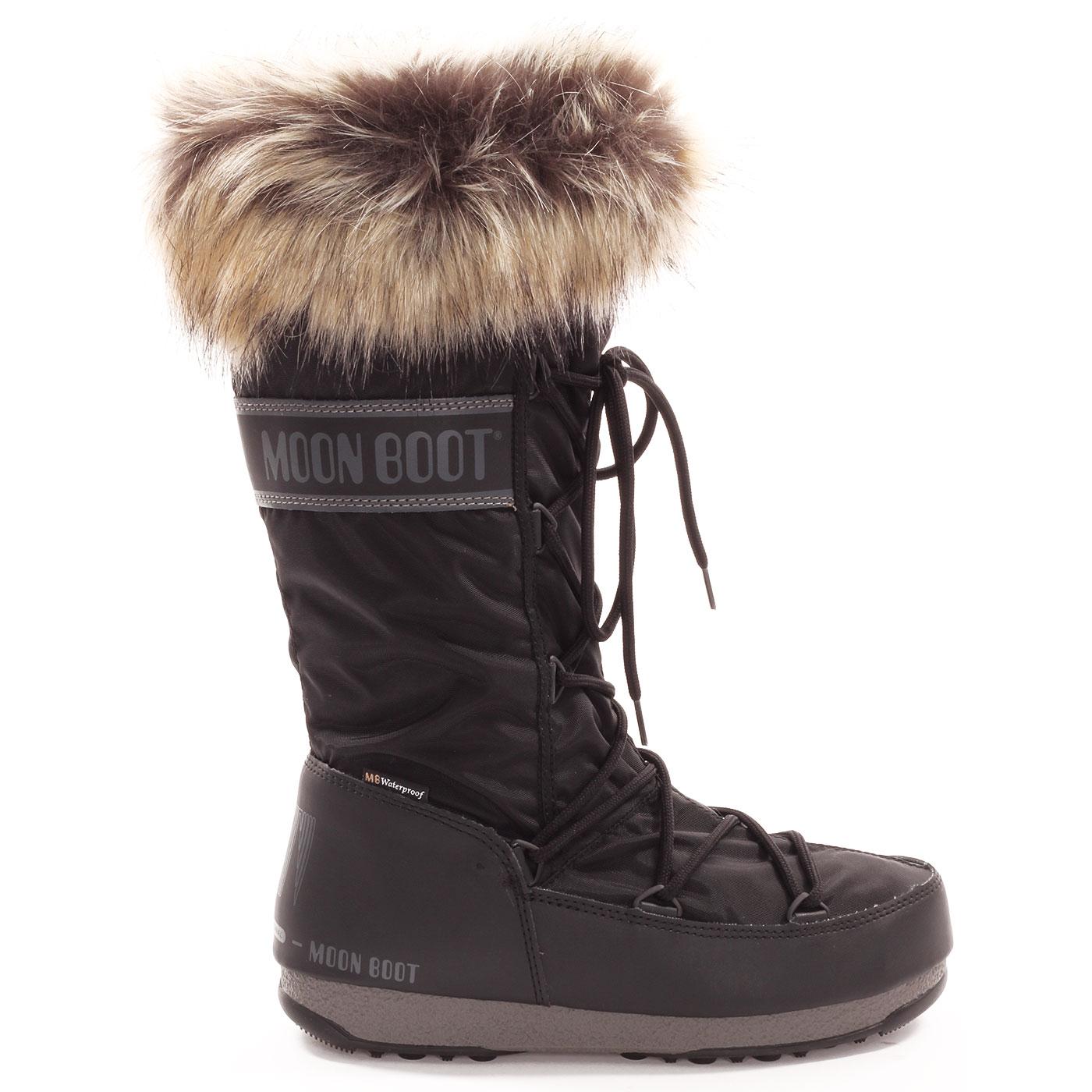 MOON BOOT Women's Monaco WP Retro 70s Boots in Black