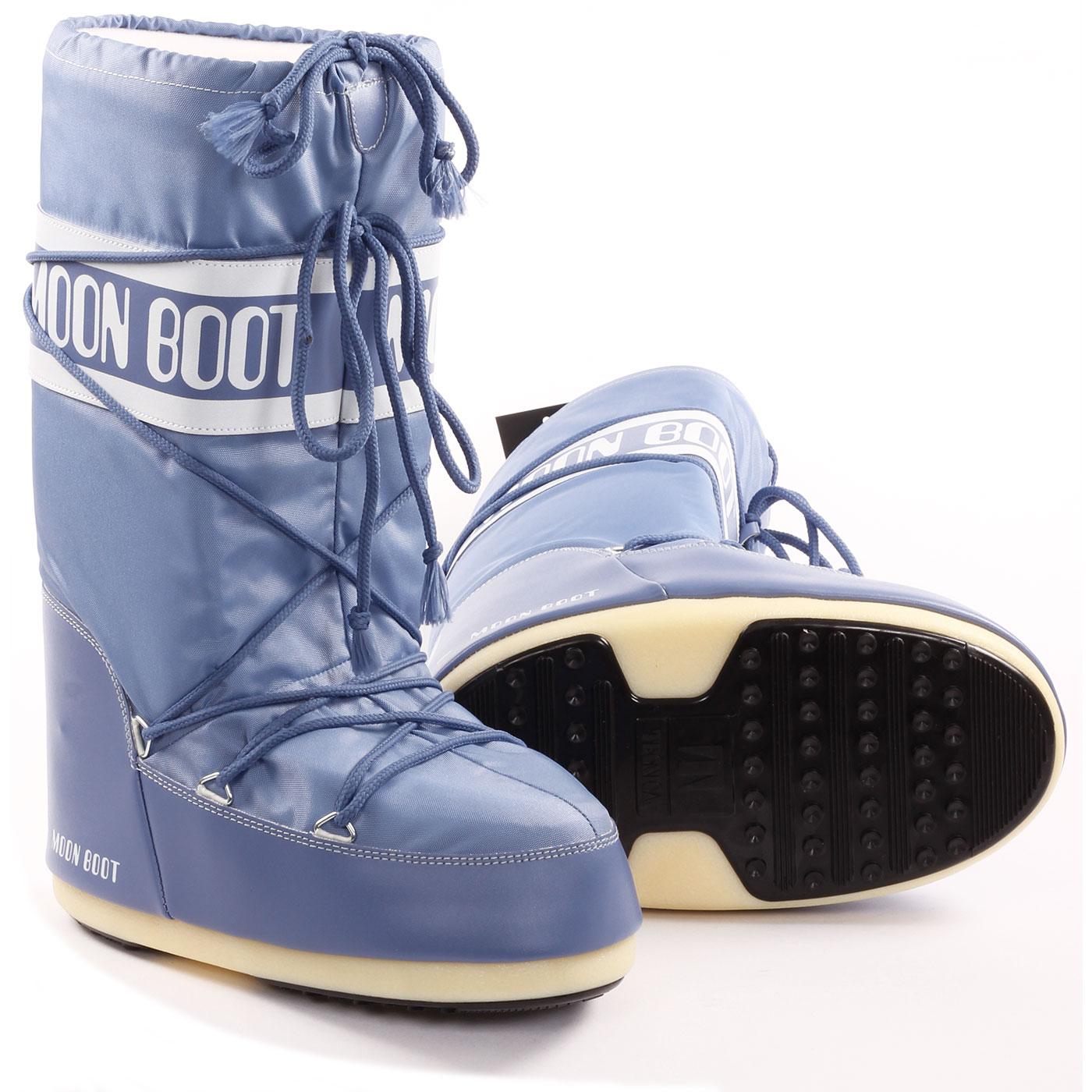 MOON BOOT Classic Retro 70s Snow Boots Stone Wash Blue