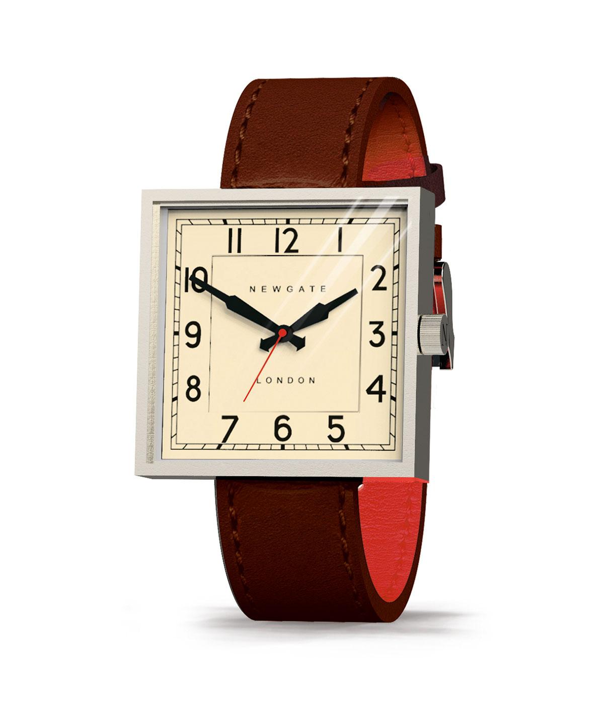 NEWGATE WATCHES Cube Grand Retro Mod Style Watch in Brown