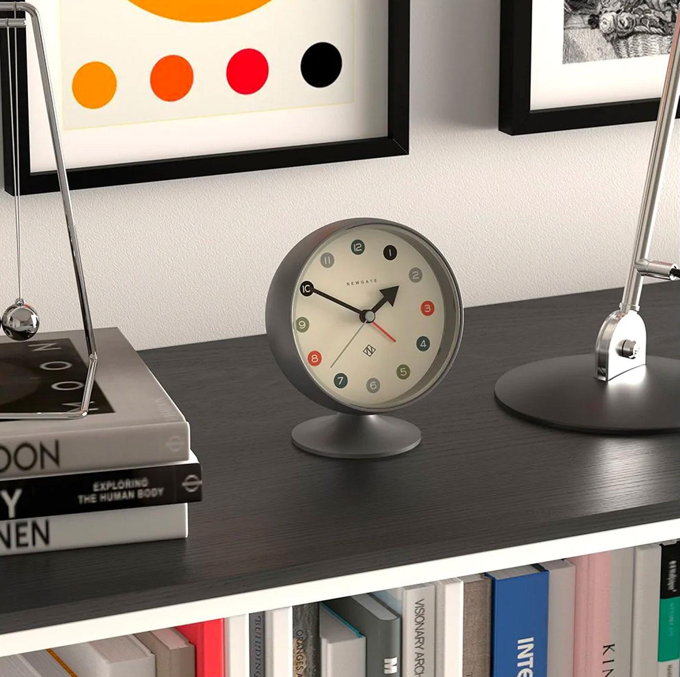 NEWGATE CLOCKS Spheric Retro 50s Alarm Clock in Grey