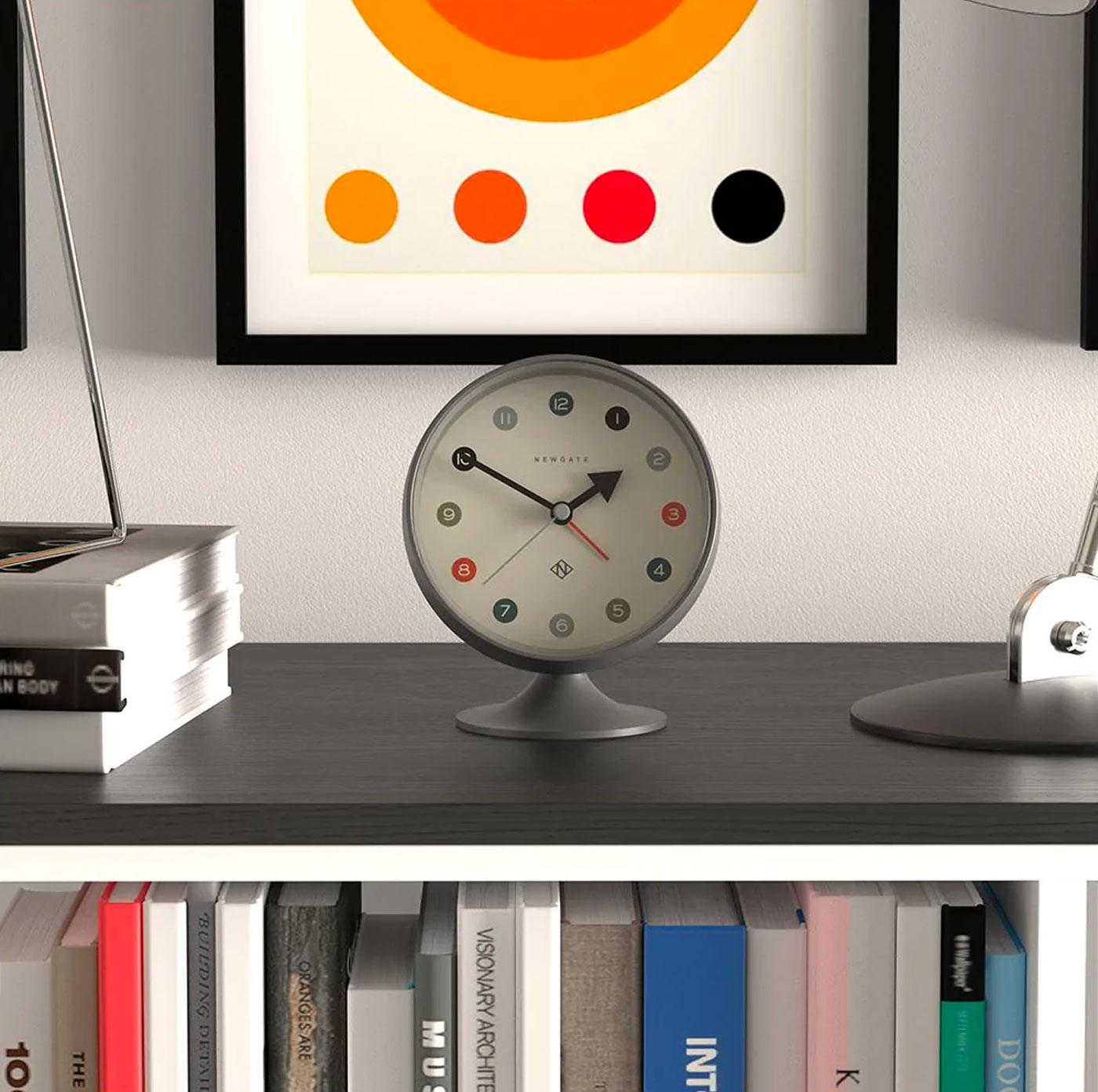 NEWGATE CLOCKS Spheric Retro 50s Alarm Clock in Grey