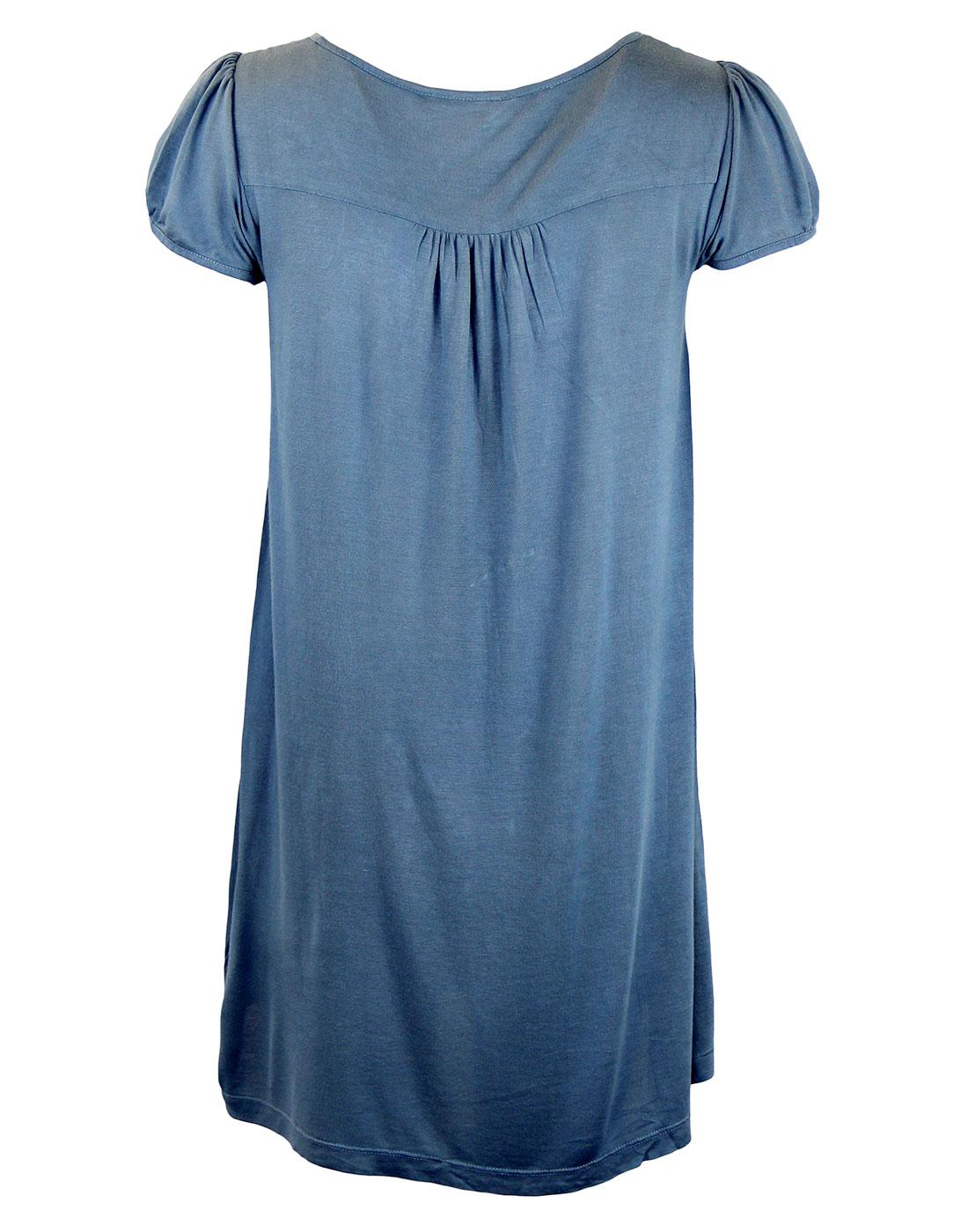 NOMADS Retro 1970s Indie Embroidered Neckline Tunic Top