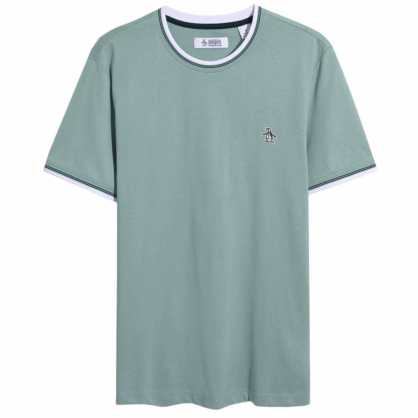 Original Penguin Mod Tipped Retro Ringer T-shirt in Tourmaline