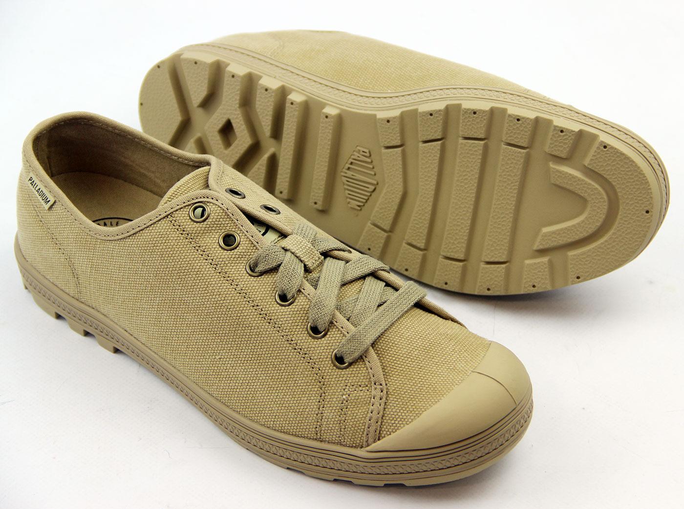 PALLADIUM LR Originale Retro 70s Indie Canvas Low Trainers Khaki