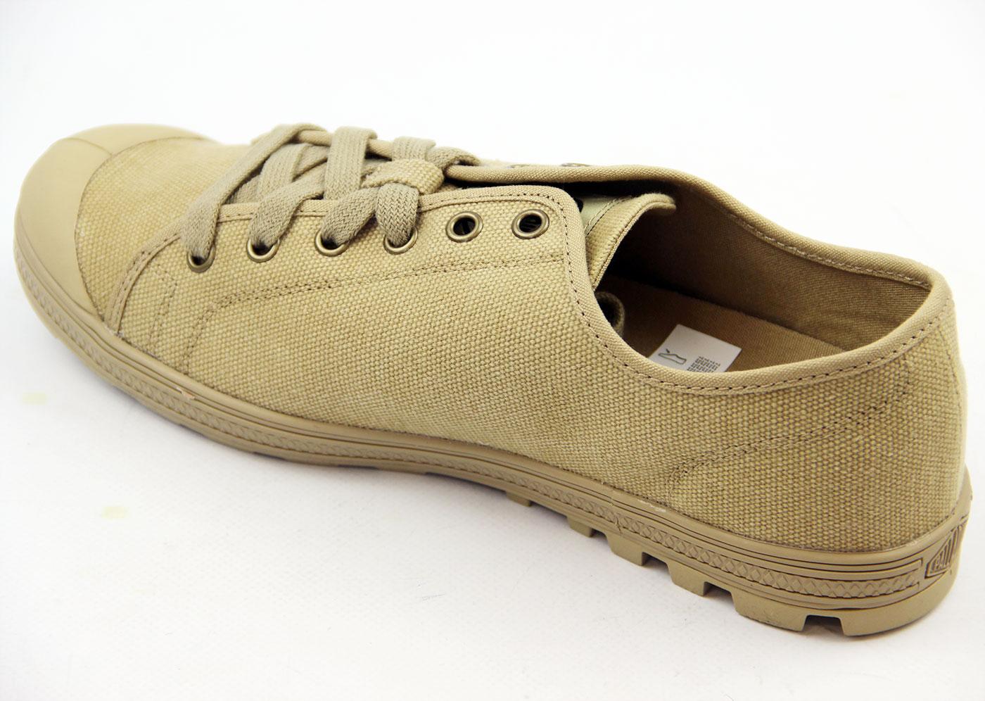 PALLADIUM LR Originale Retro 70s Indie Canvas Low Trainers Khaki