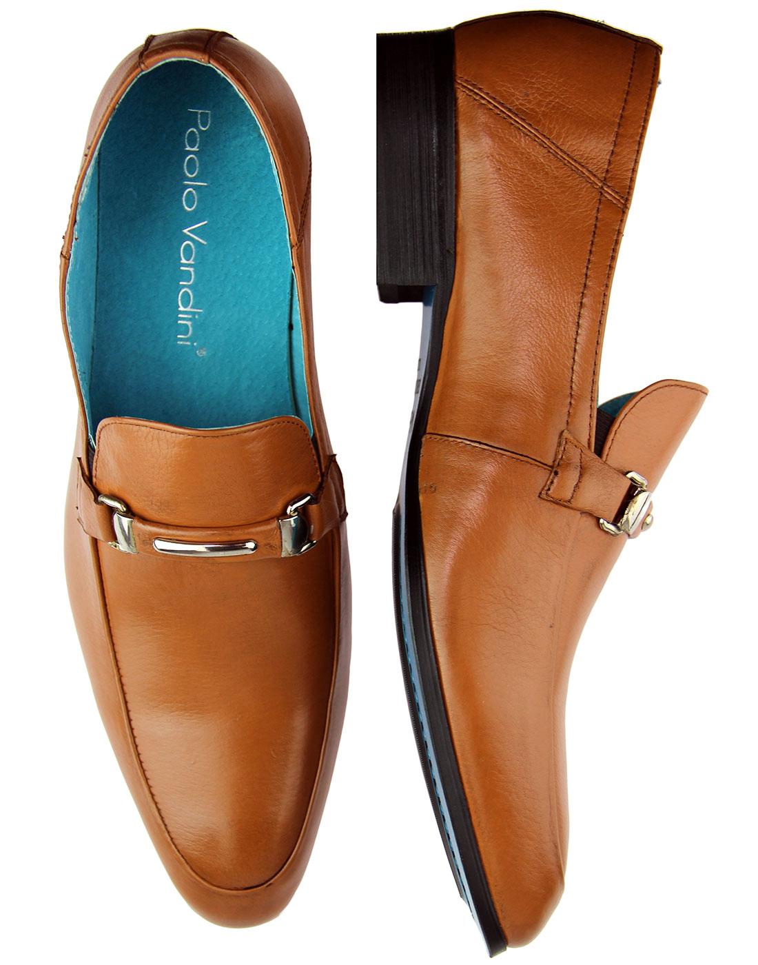 PAOLO VANDINI Trevor Retro 60s Mod Slip On Loafers in Tan