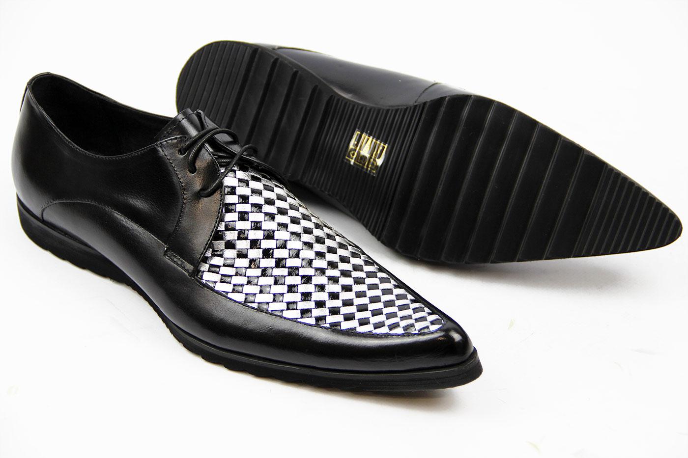 PAOLO VANDINI Vertical Retro Mod Basket Weave Winklepicker Shoes