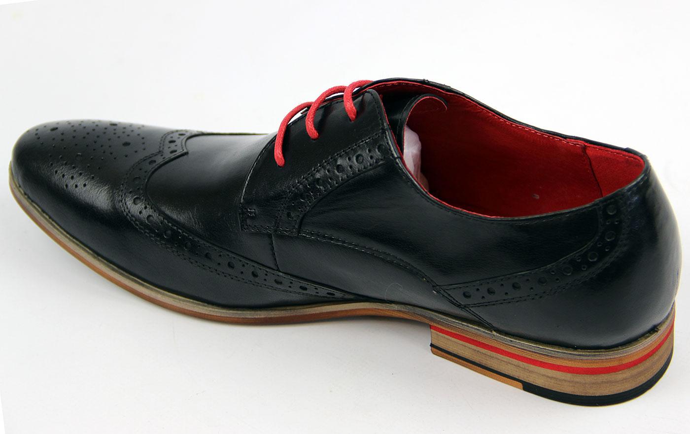 PAOLO VANDINI Orlando Retro Mod Wingtip Pointed Brogues in Black