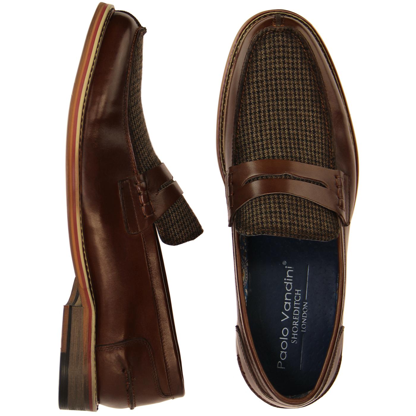 Dennis PAOLO VANDINI 60's Mod Tweed Penny Loafers in Tan