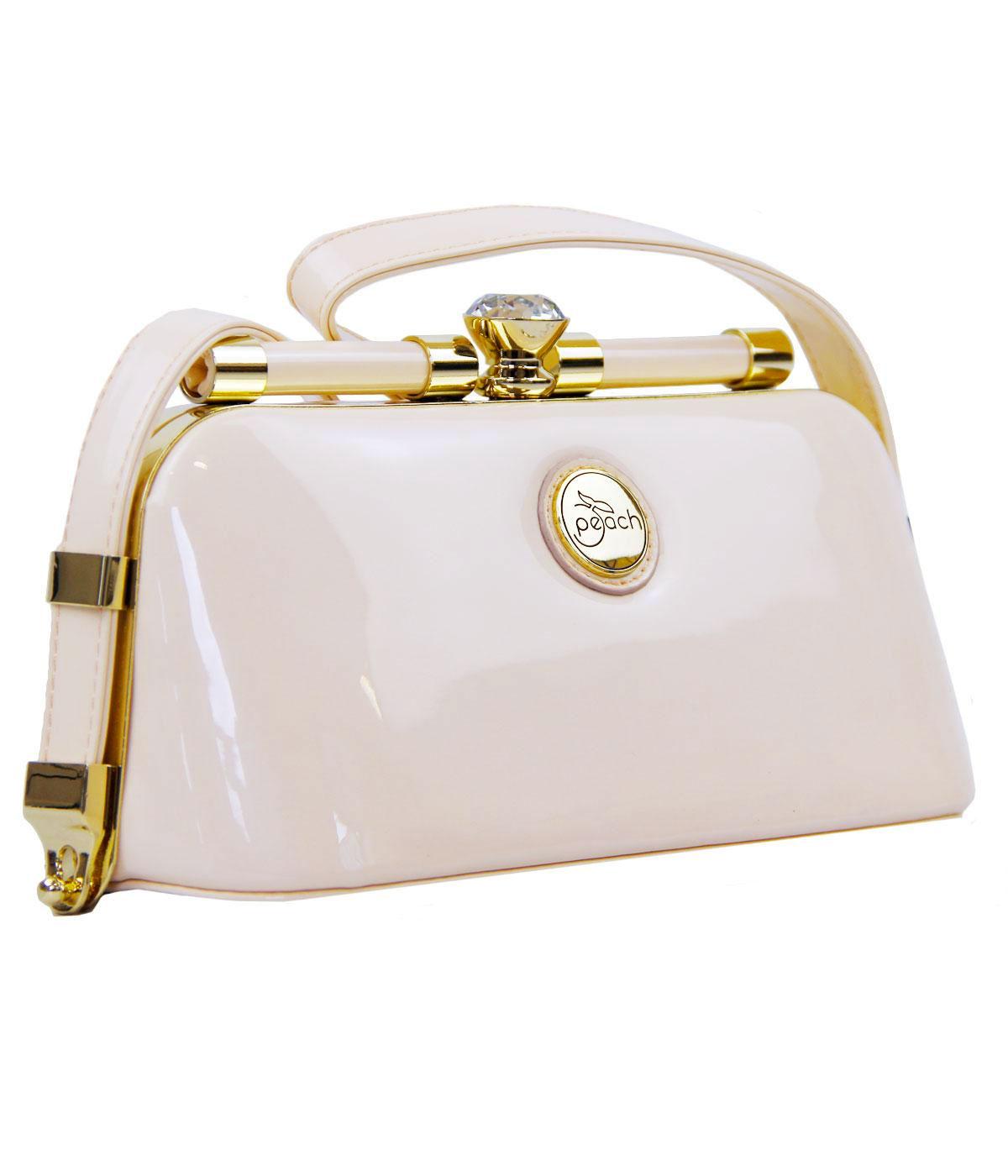 Peach Box Handbag Mod Retro 60's Bag In Light Beige