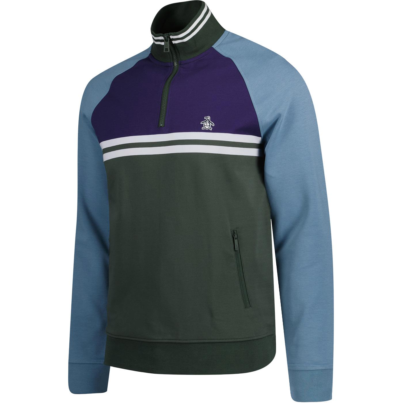 Original Penguin Retro 1/4 Zip Ponte Sweater Deep Forest