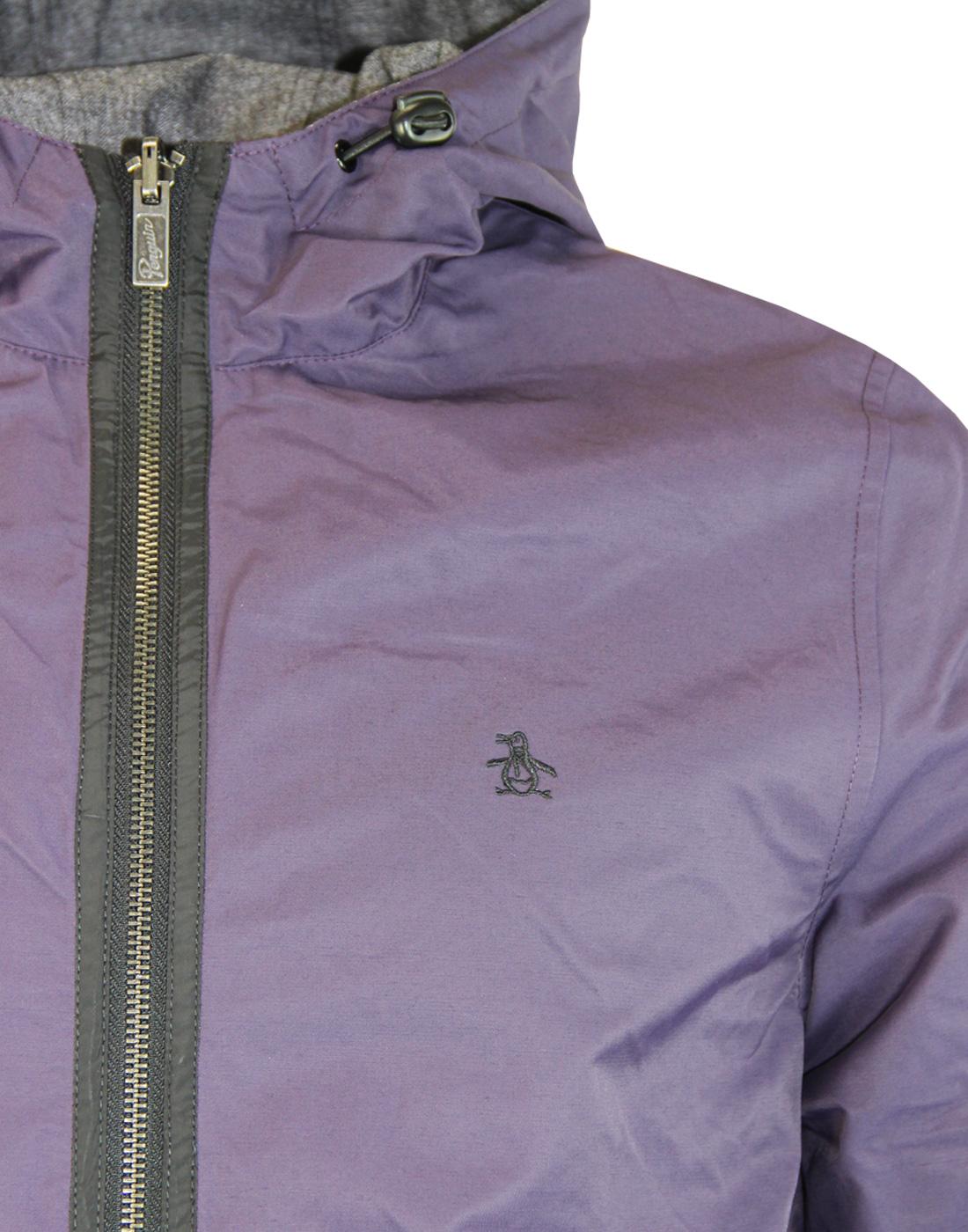 ORIGINAL PENGUIN Retro 70s Reversible Hooded Ratner Jacket Purple