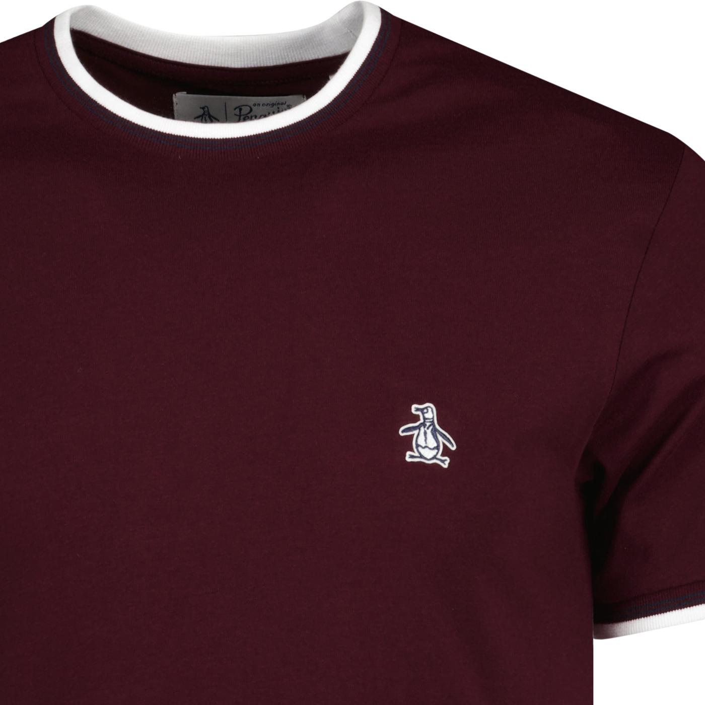 ORIGINAL PENGUIN Sticker Pete Tipped Ringer Tee Tawny Port