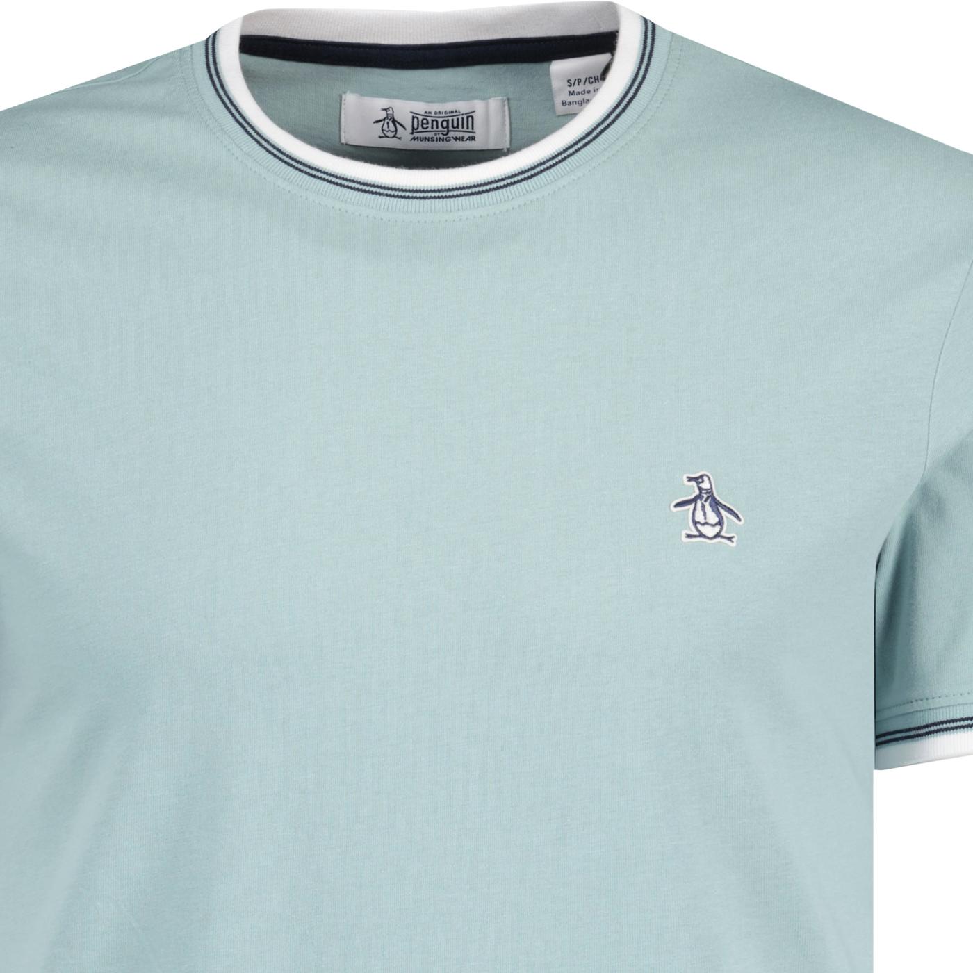 Original Penguin Mod Tipped Retro Ringer T-shirt in Tourmaline