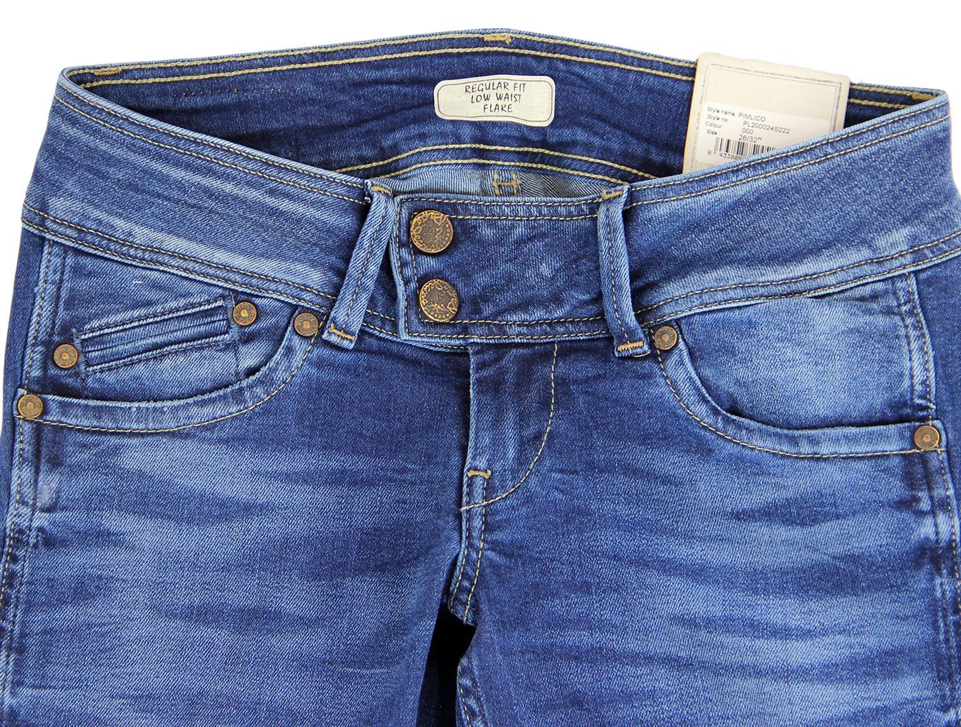 Pepe Jeans Women's Pimlico S22 Retro 70s Bootcut Flares Blue Wash