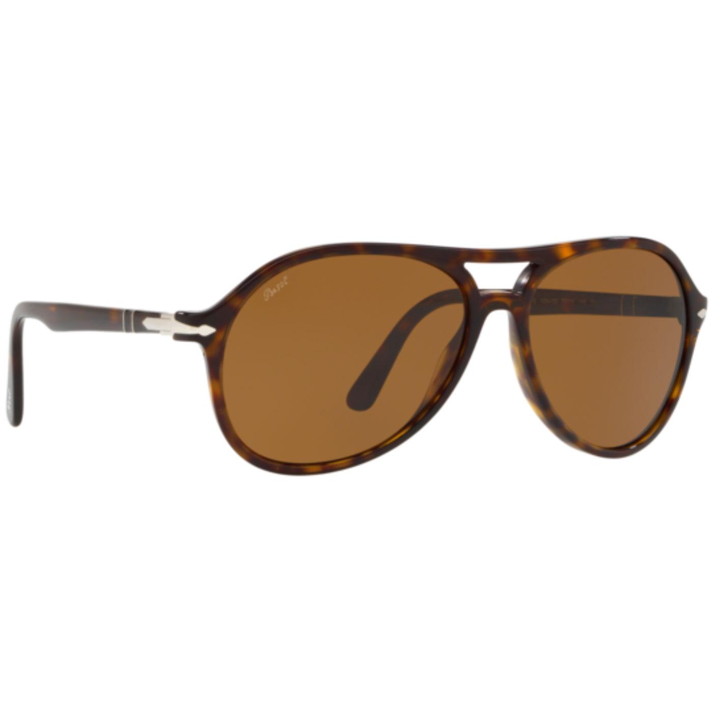PERSOL Men's Retro 70s Aviator Sunglasses in Dark Havana
