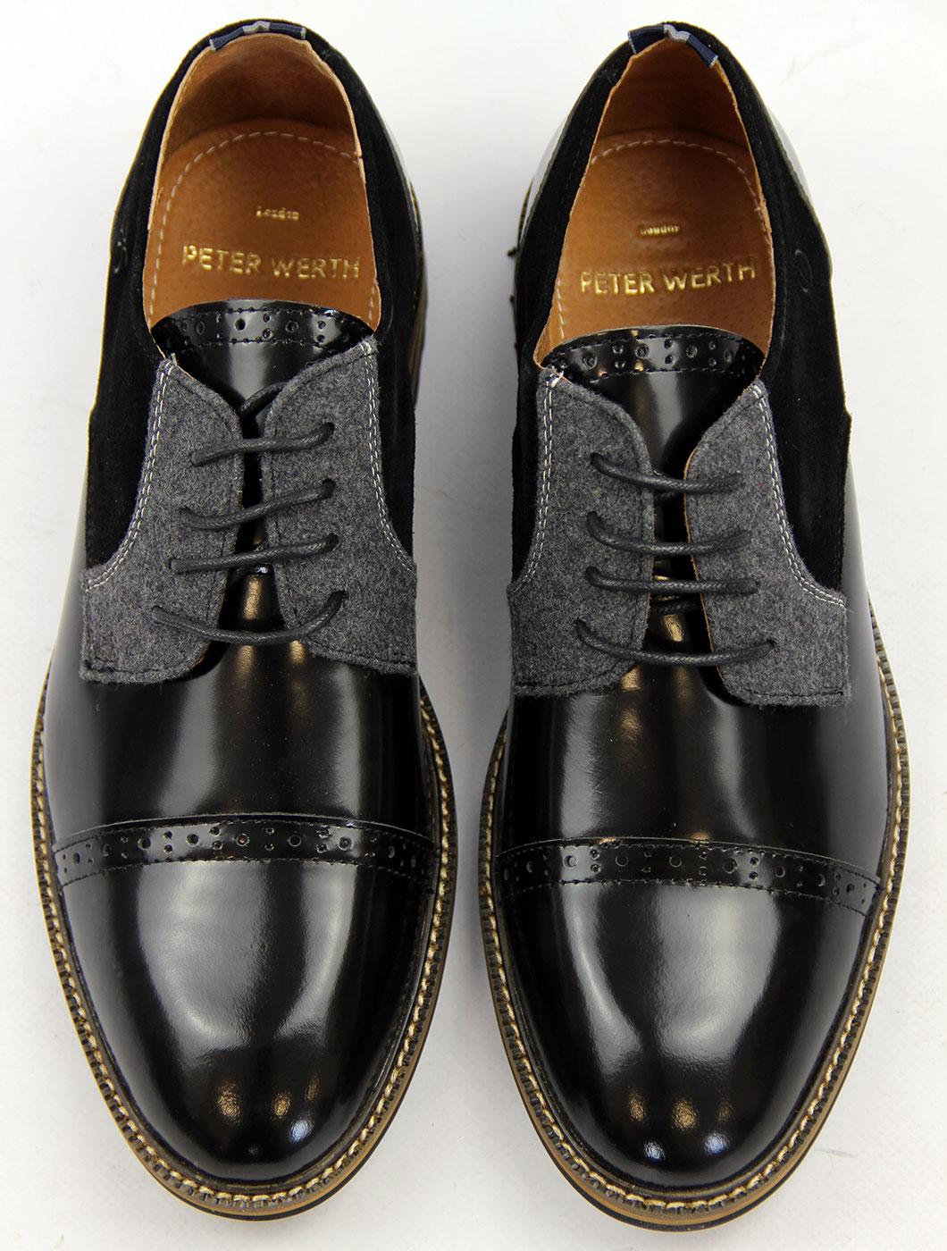 PETER WERTH Copthorne Retro Fabric & Leather Mod Shoes Black