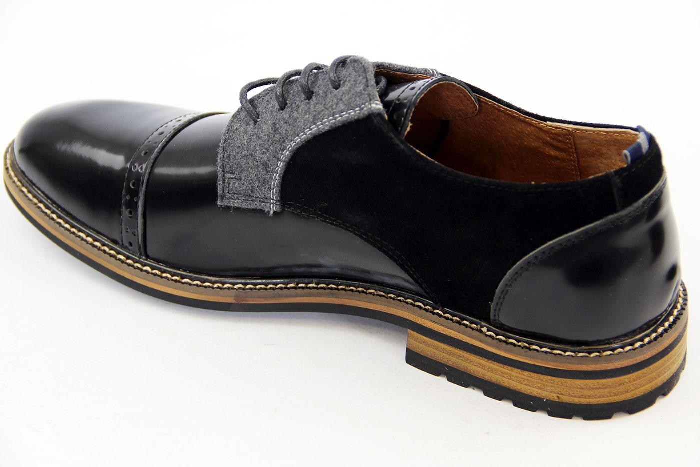 PETER WERTH Copthorne Retro Fabric & Leather Mod Shoes Black