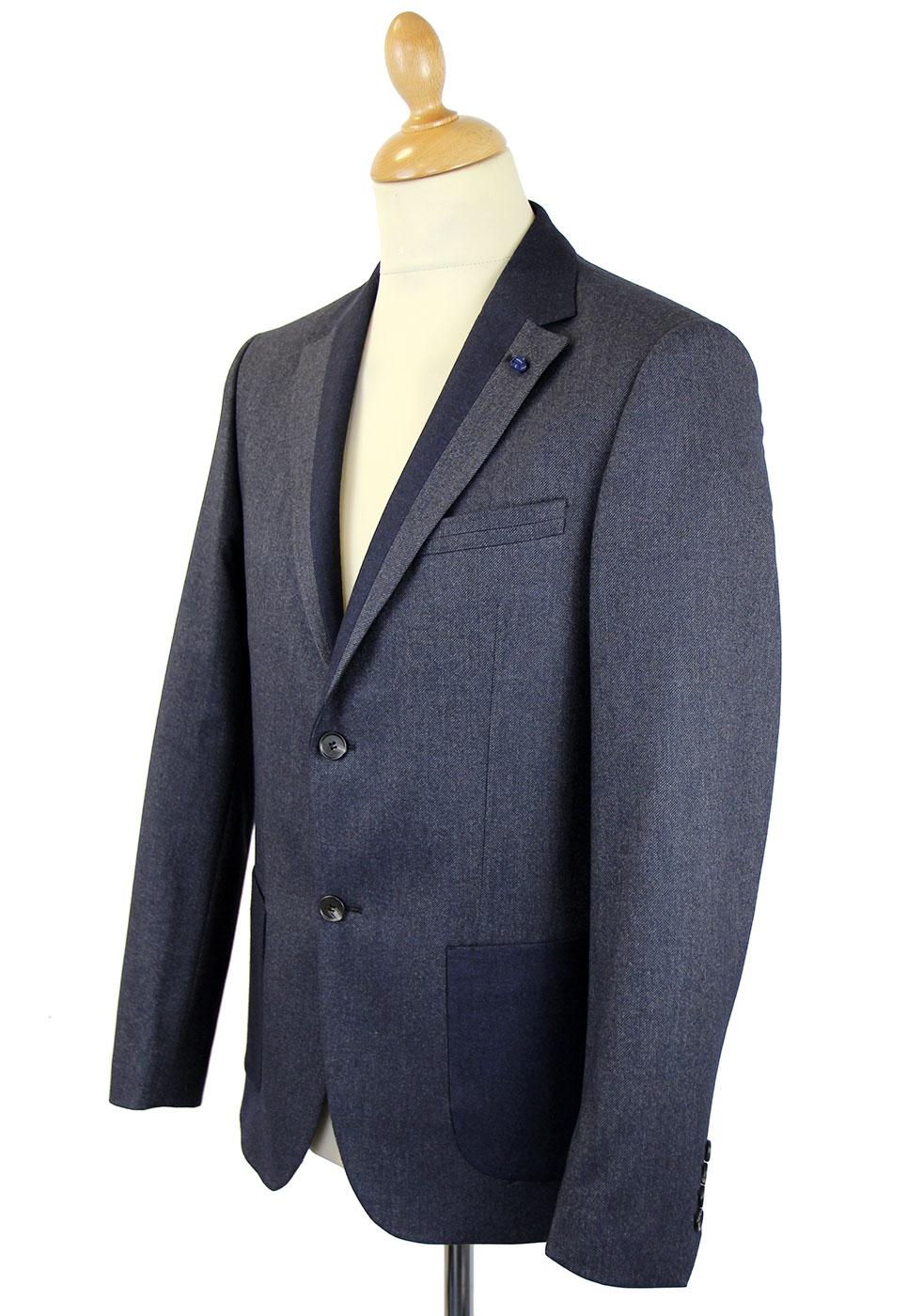 PETER WERTH Retro 60s Mod 2 Tone Desert Blazer Jacket Navy