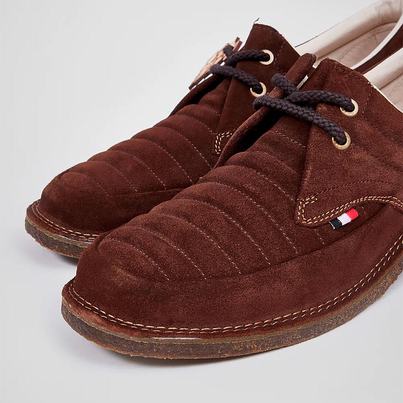 POD Original Jagger Retro Suede Quilted Shoes Dark Chocolate