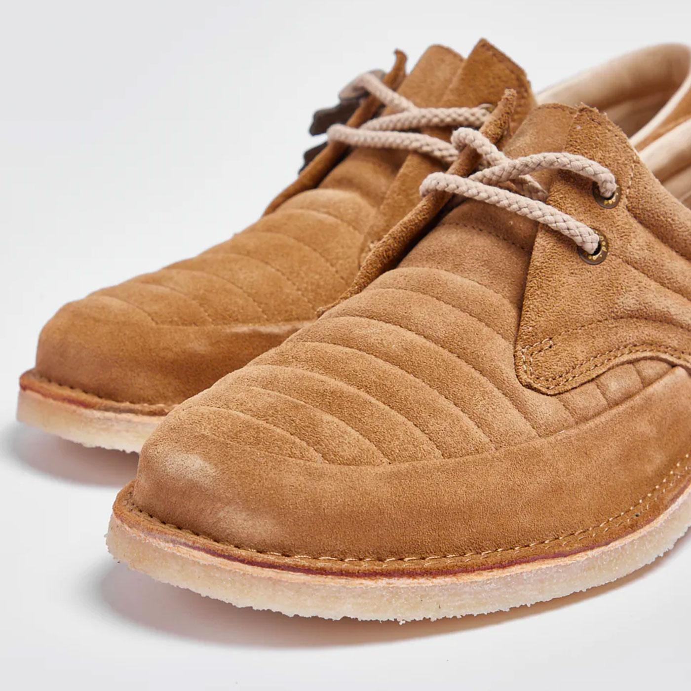 POD ORIGINAL Jagger Retro 70s Suede Quilted Shoes in Taupe