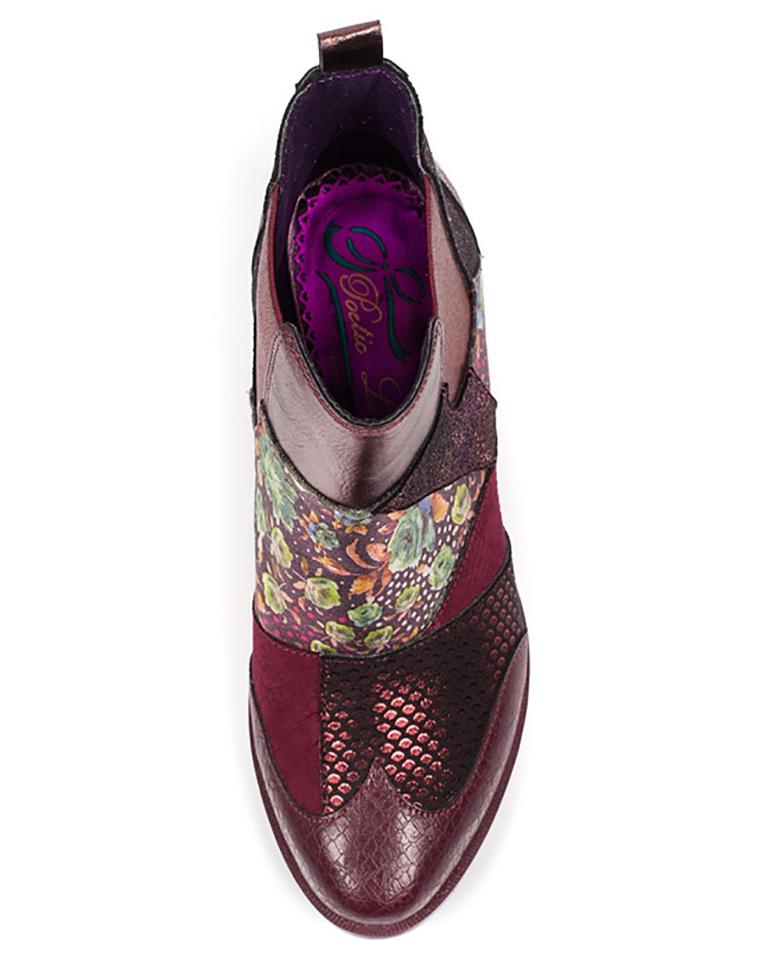 POETIC LICENCE Chelsea Patch Womens Mod Chelsea Boots in Burgundy