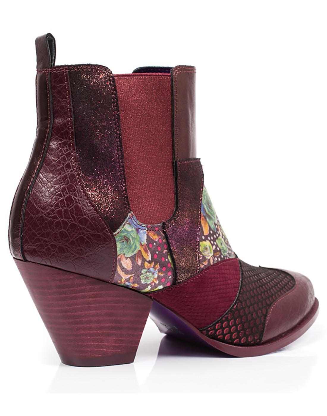 POETIC LICENCE Chelsea Patch Womens Mod Chelsea Boots in Burgundy