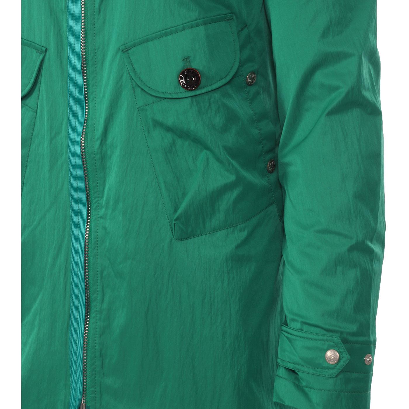 PRETTY GREEN Retro Bold Zip Through Parka Jacket in Green