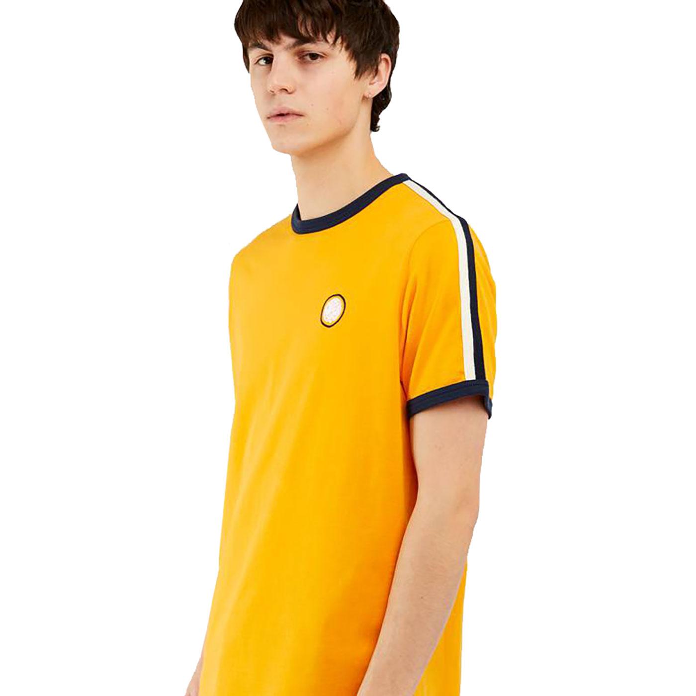 PRETTY GREEN Men's Contrast Stripe Ringer Tee Yellow