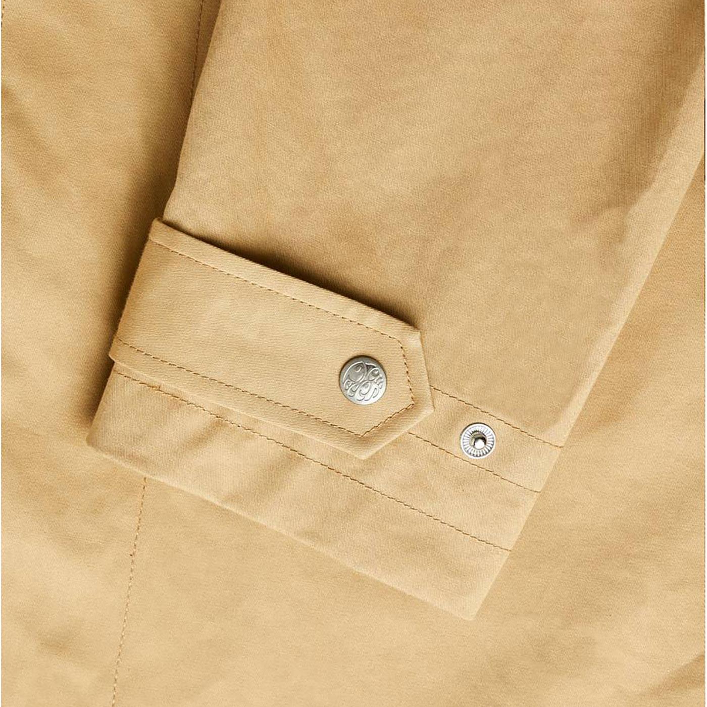 PRETTY GREEN Cotton Hooded Mod Parka Jacket in Sand