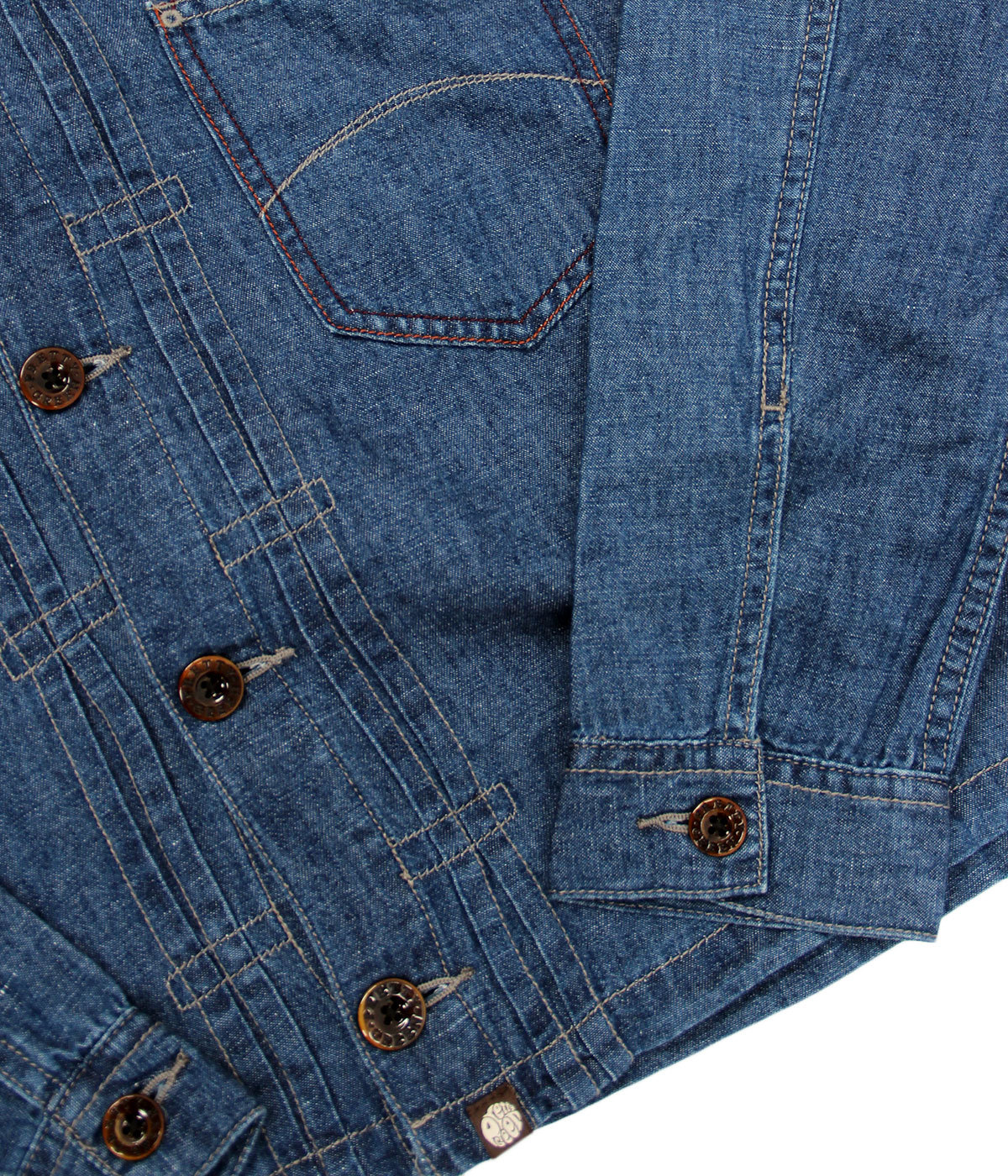 PRETTY GREEN Ancroft Retro 1970s Indie Pleated Denim Overshirt
