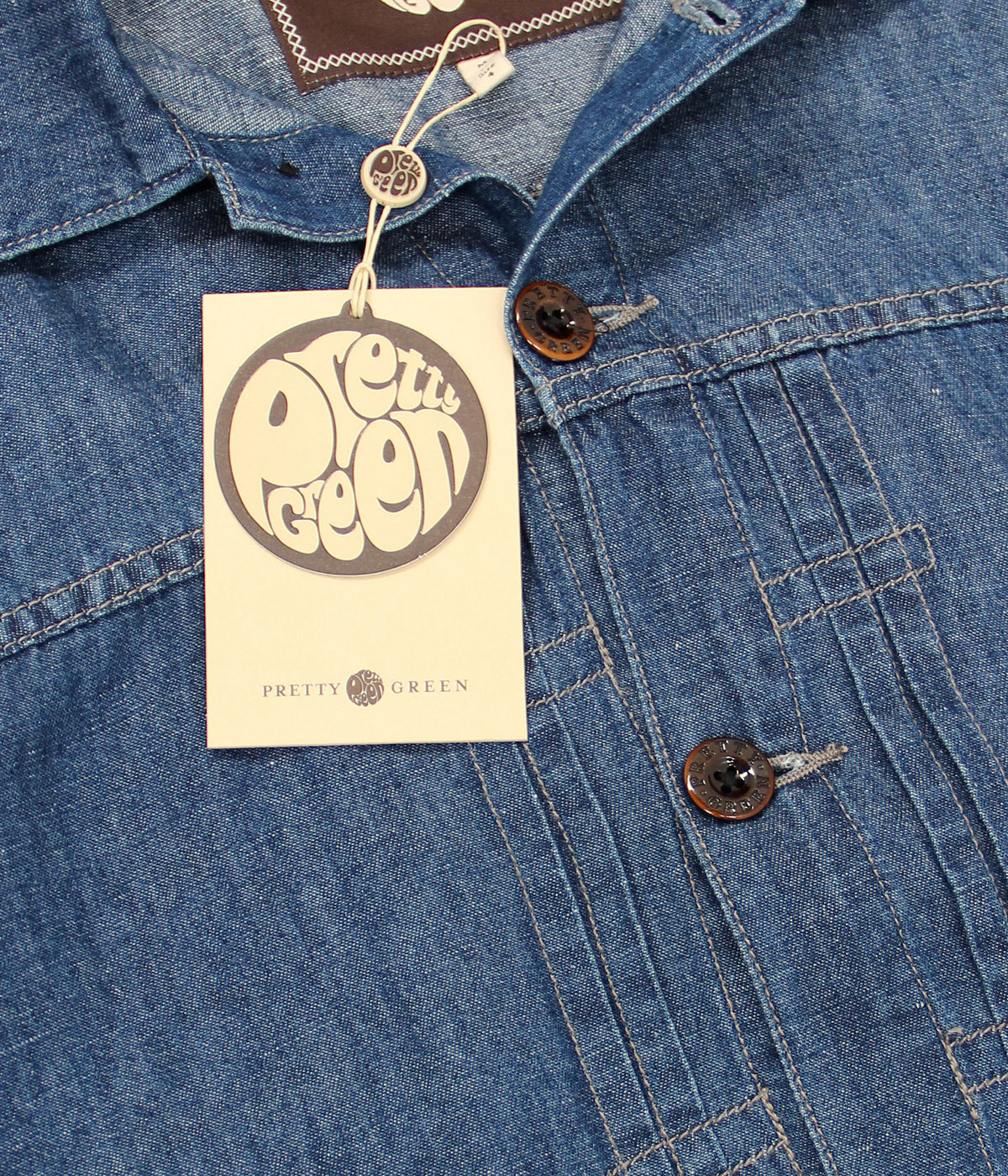 PRETTY GREEN Ancroft Retro 1970s Indie Pleated Denim Overshirt