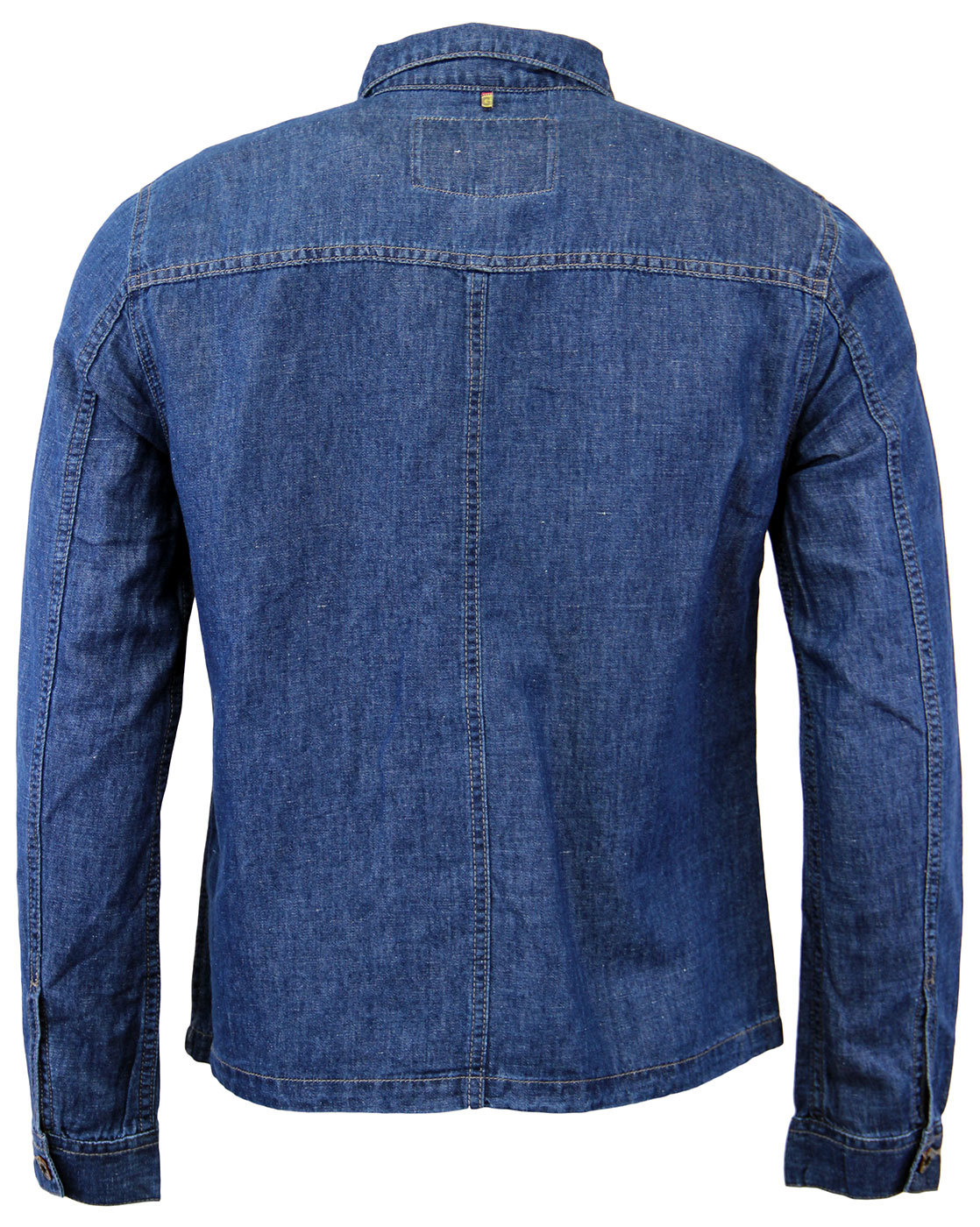 PRETTY GREEN Ancroft Retro 1970s Indie Pleated Denim Overshirt