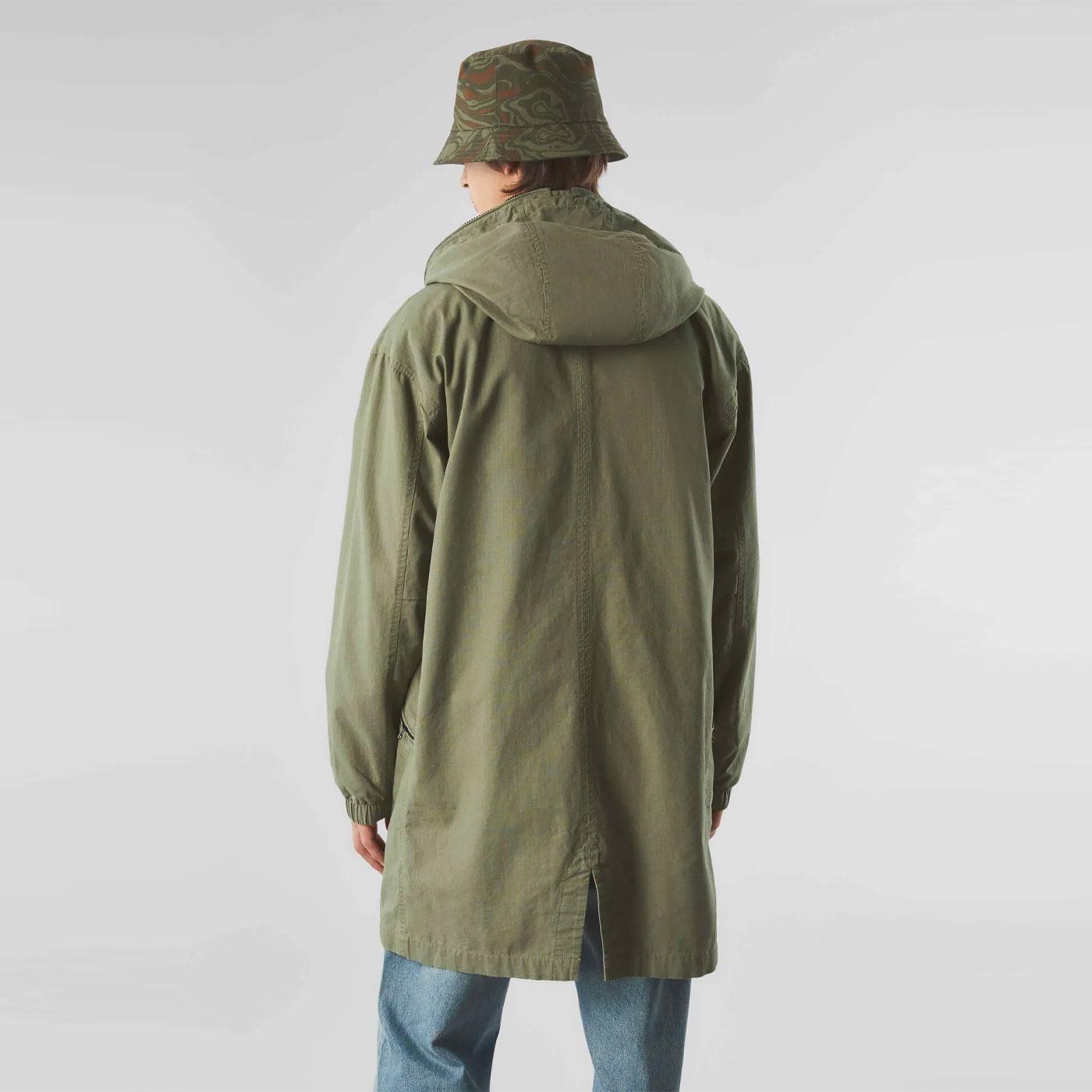 Pretty Green PRESTLEIGH Fishtail Ripstop Parka Jacket Khaki
