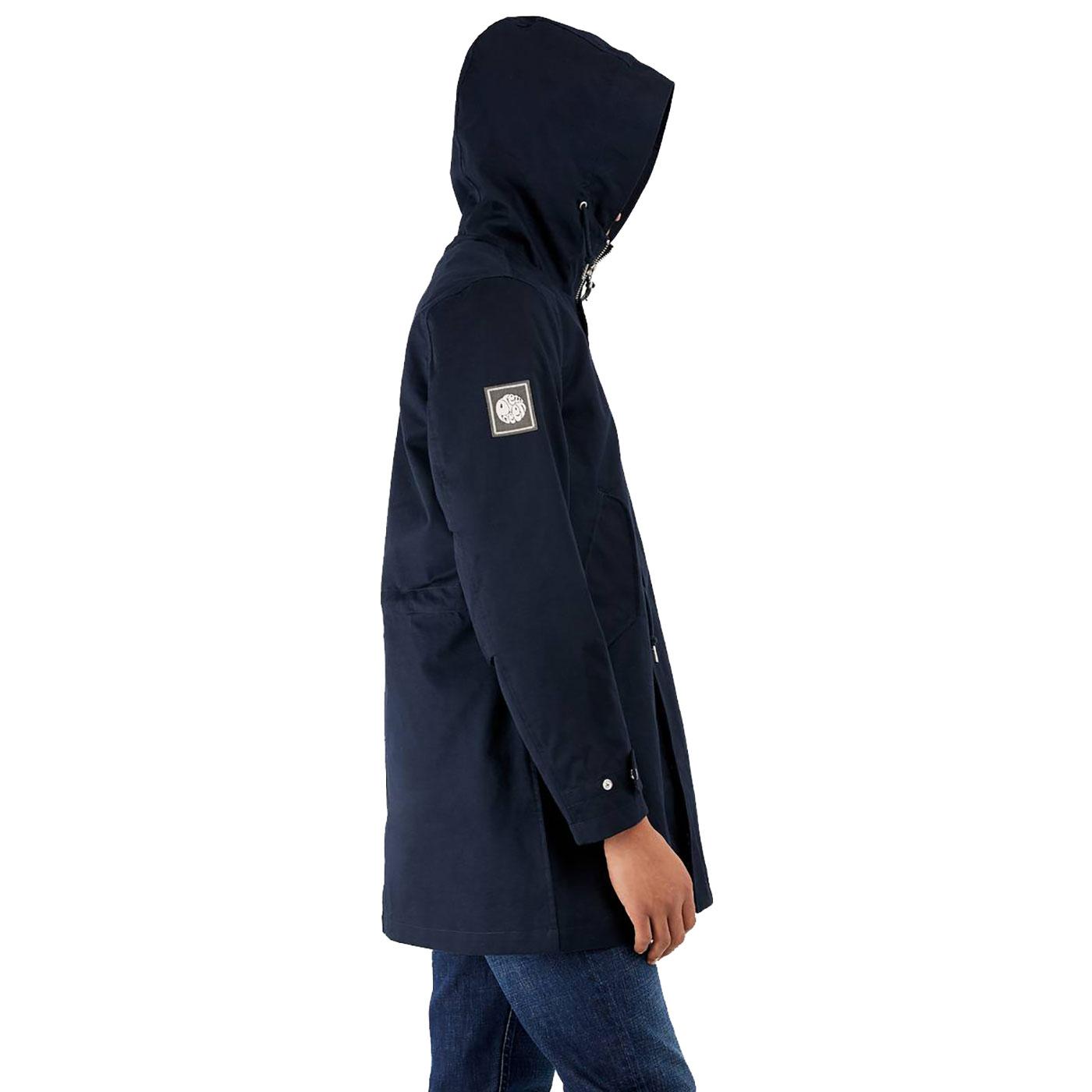 PRETTY GREEN Men's Cotton Hooded Mod Parka in Navy