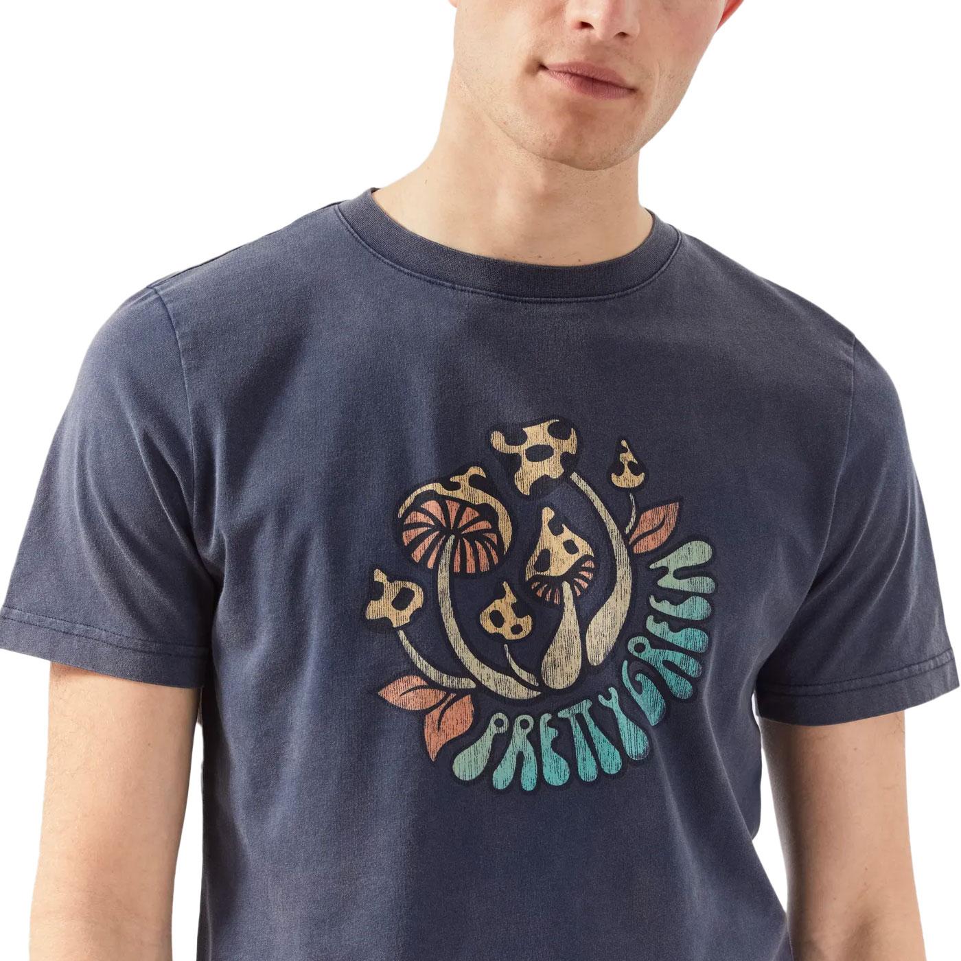 PRETTY GREEN Shroom Retro 60s Magic Mushroom Tee in Grey