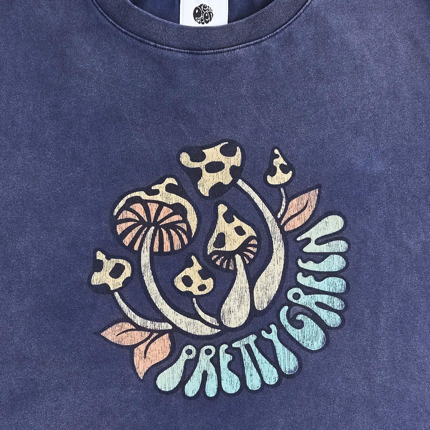 PRETTY GREEN Shroom Retro 60s Magic Mushroom Tee in Grey