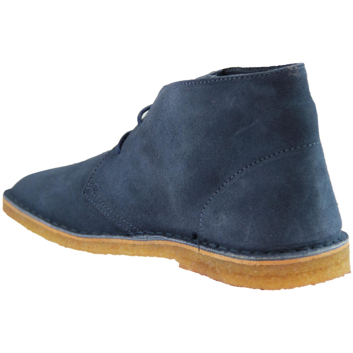PRETTY GREEN Mod Suede Crepe Sole Desert Boots Blue