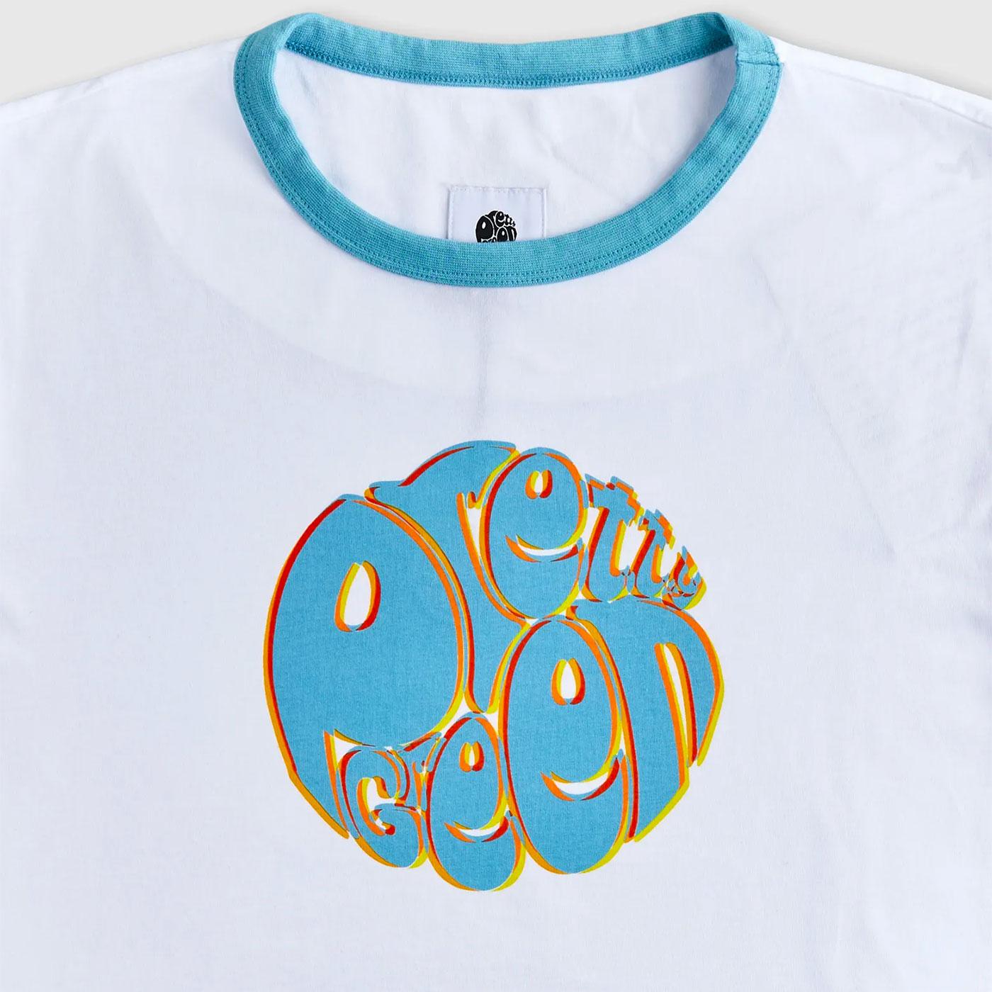 Pretty Green Retro 60sTrippy Logo Ringer Jersey T-shirt in White
