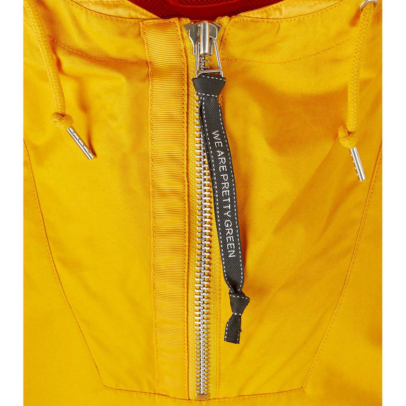 PRETTY GREEN Retro Two Pocket Overhead Jacket in Yellow