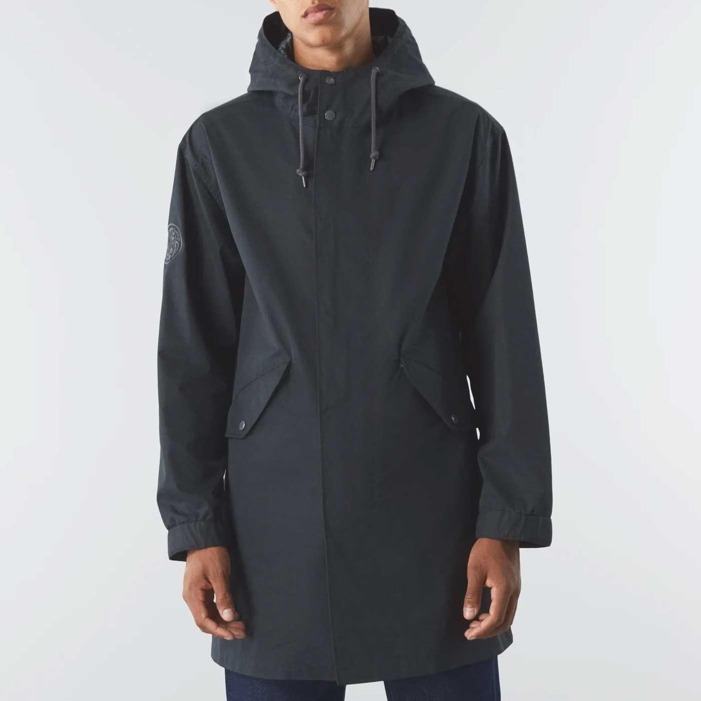 Pretty Green Wonderwall Garment Washed Mod Parka in Black
