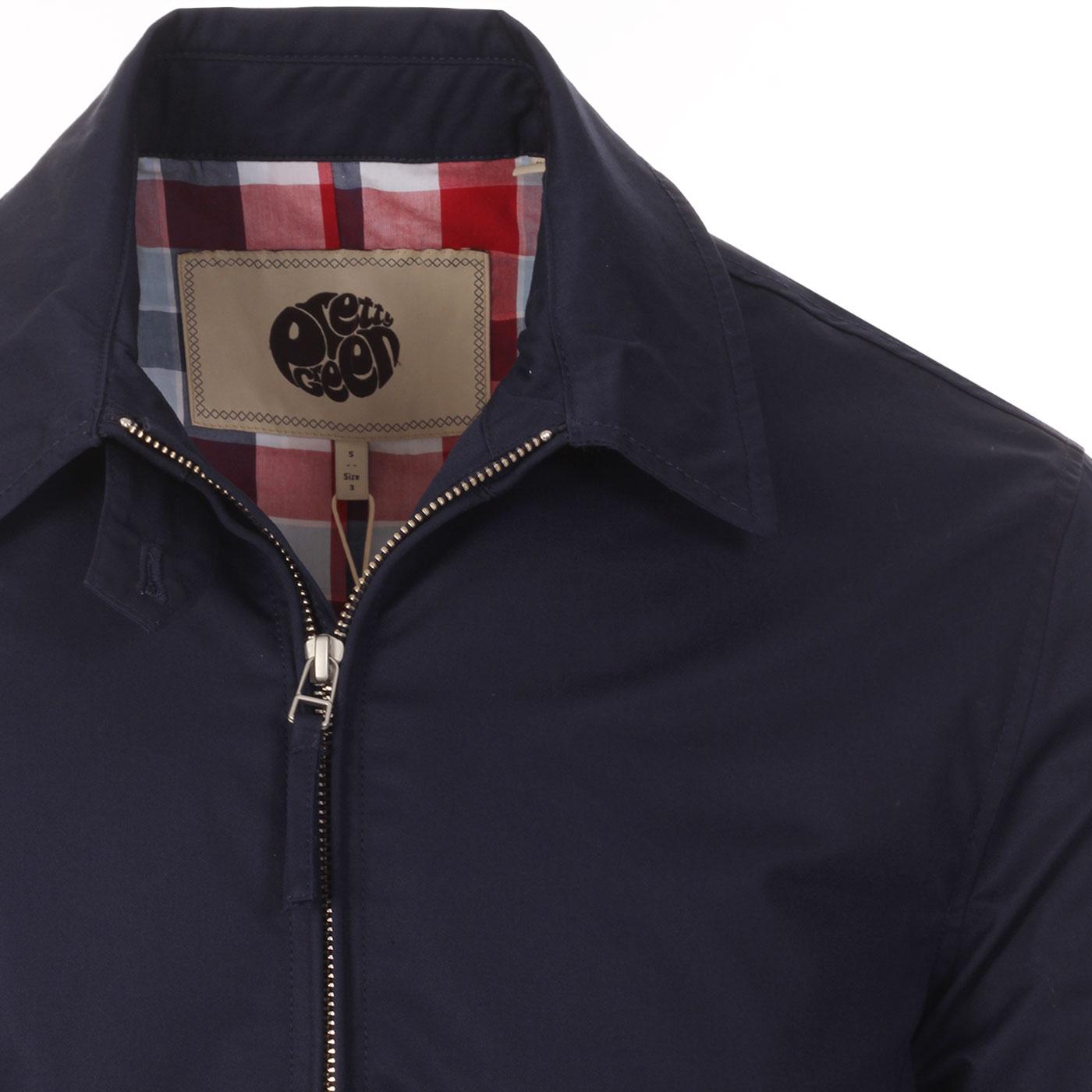 PRETTY GREEN Men's Retro Zip Up Harrington Jacket in Navy