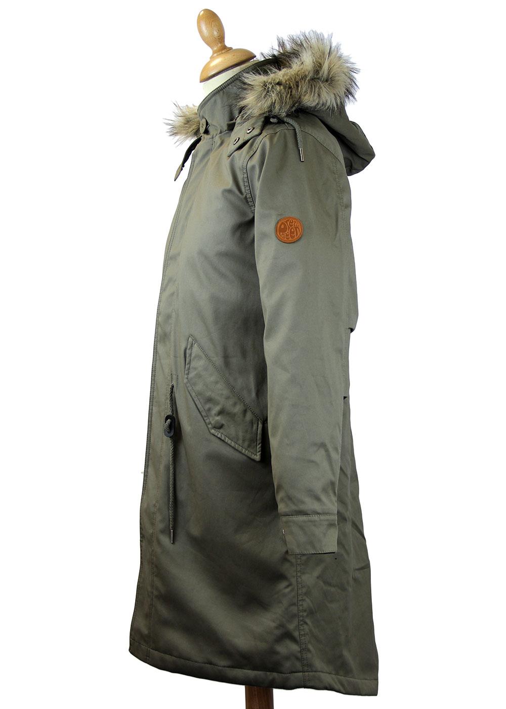 PRETTY GREEN Retro 60s Mod Fixed Lined Fishtail Parka Jacket