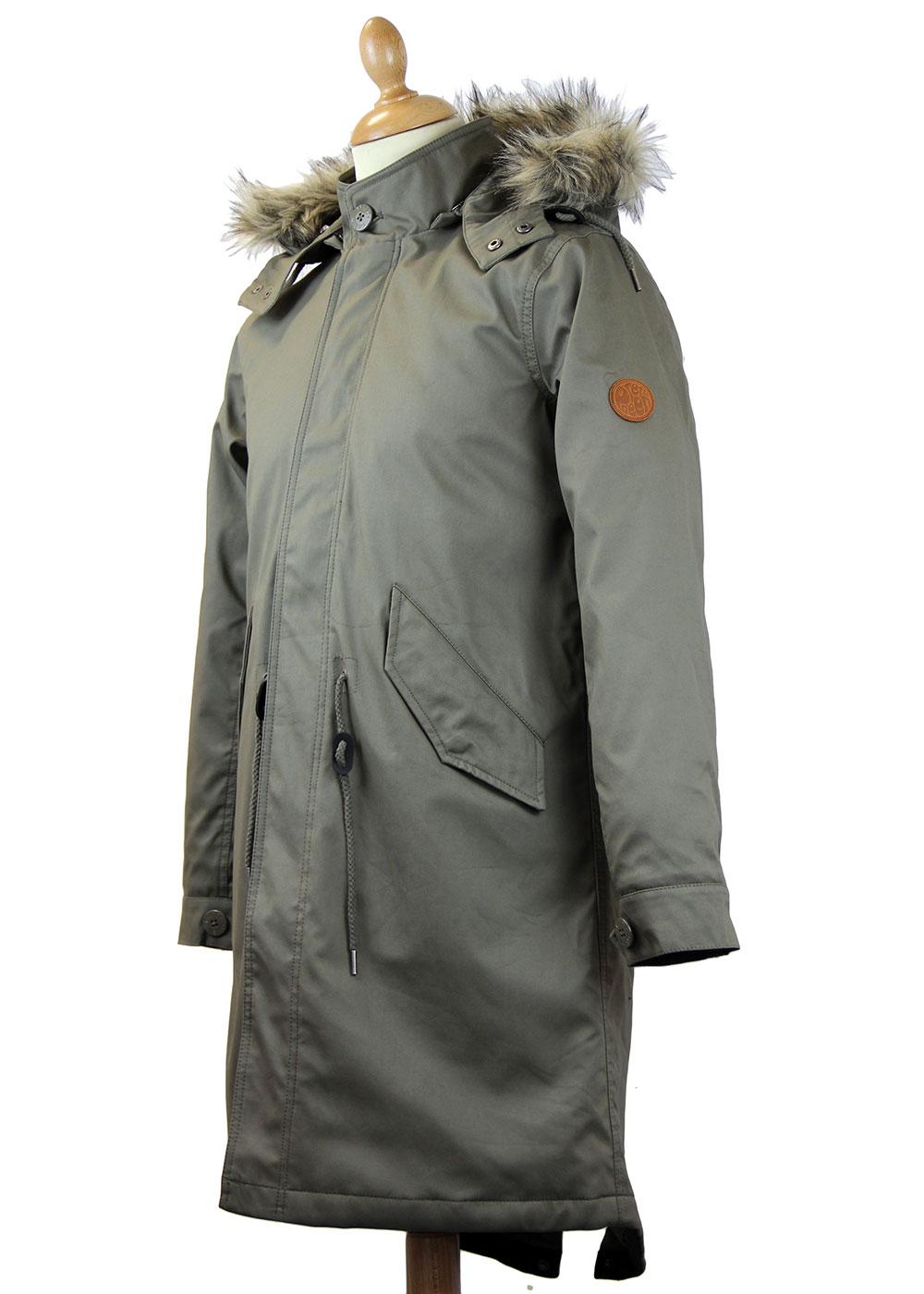 PRETTY GREEN Retro 60s Mod Fixed Lined Fishtail Parka Jacket