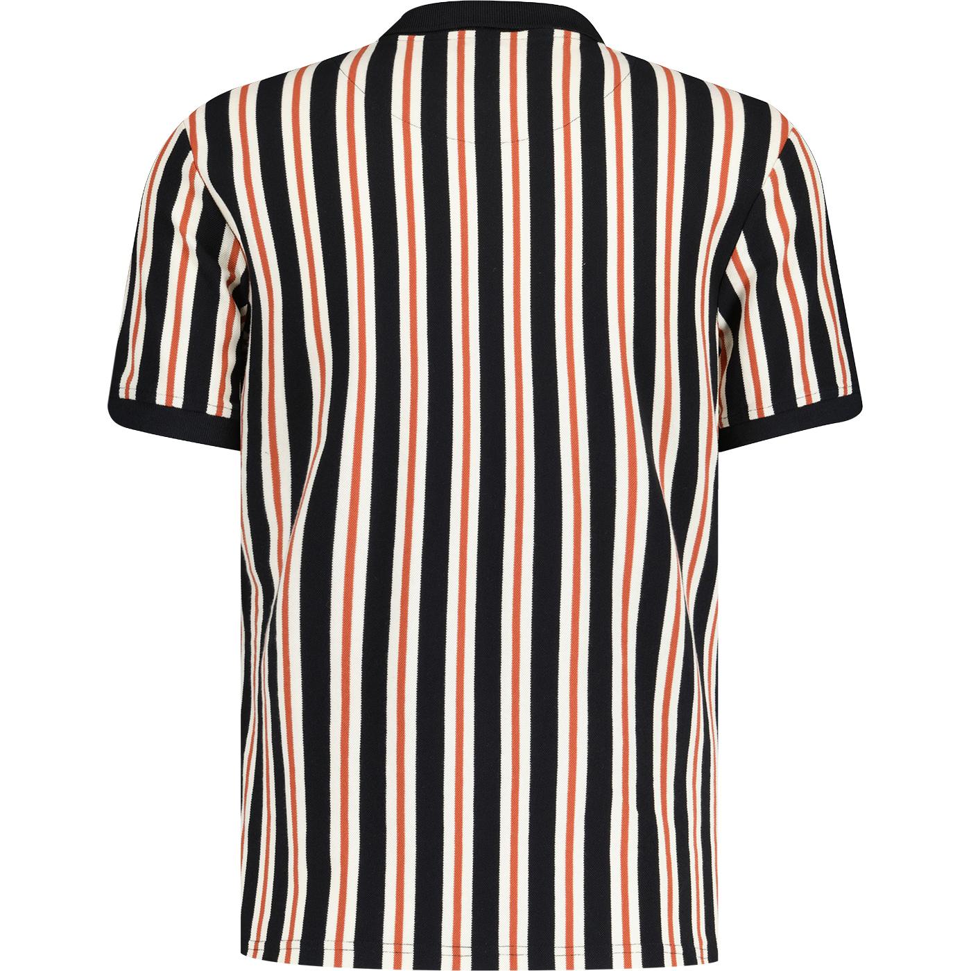 Capella Pretty Green Retro Triple Stripe Polo in Black