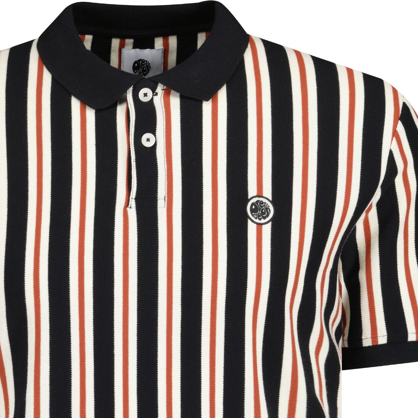 Capella Pretty Green Retro Triple Stripe Polo in Black