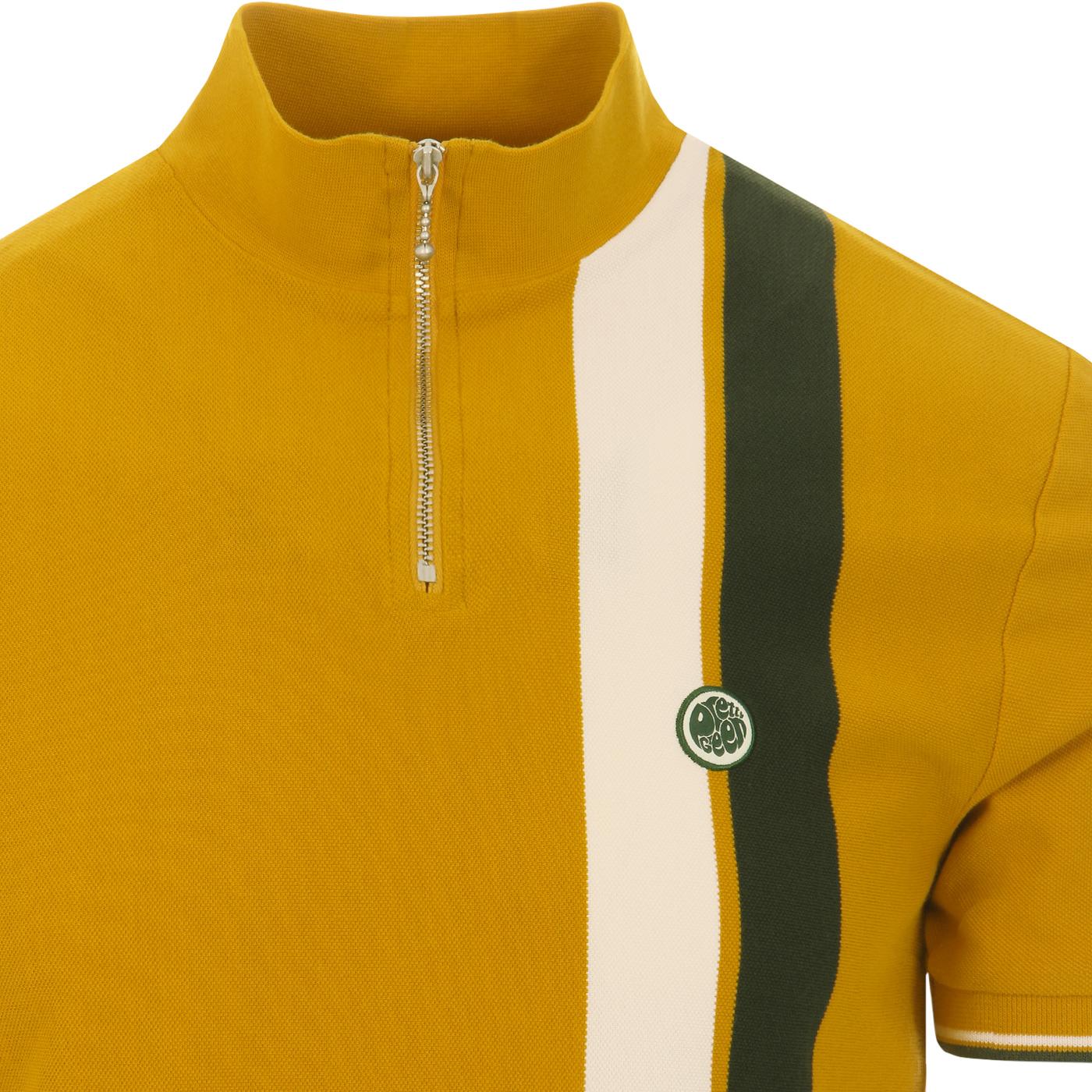 PRETTY GREEN 60s Mod Racing Stripe Cycling Top in Yellow