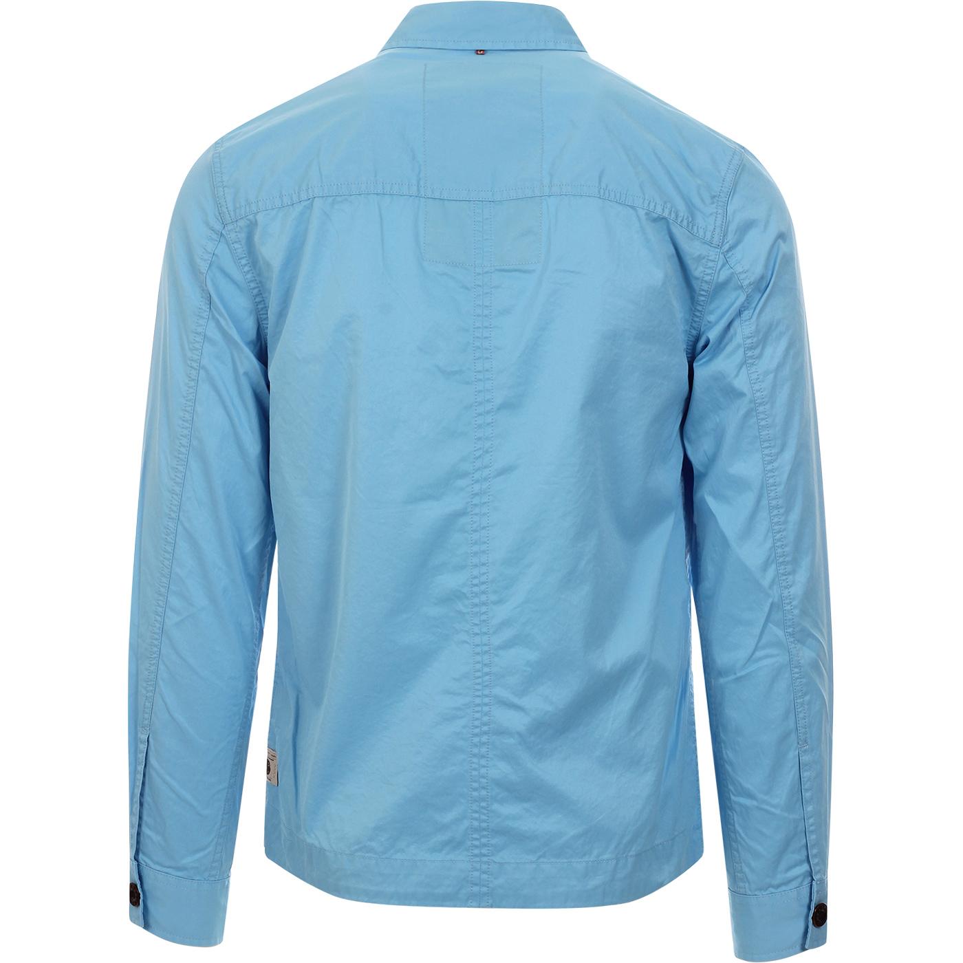 PRETTY GREEN Retro Mod Cotton Button Thru Overshirt Blue